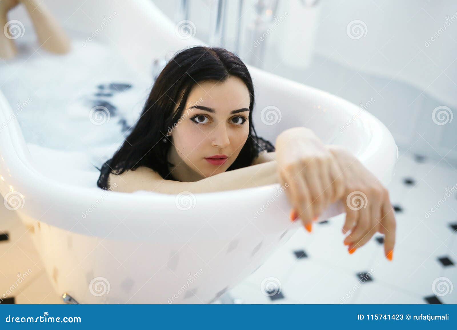 Beautiful Woman In Bathroom Stock Image Image Of Hygiene Pleasure