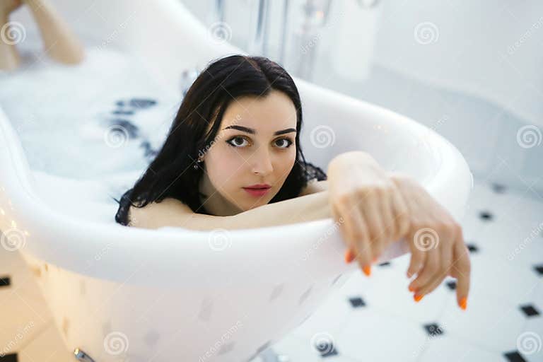 Beautiful Woman In Bathroom Stock Image Image Of Hygiene Pleasure