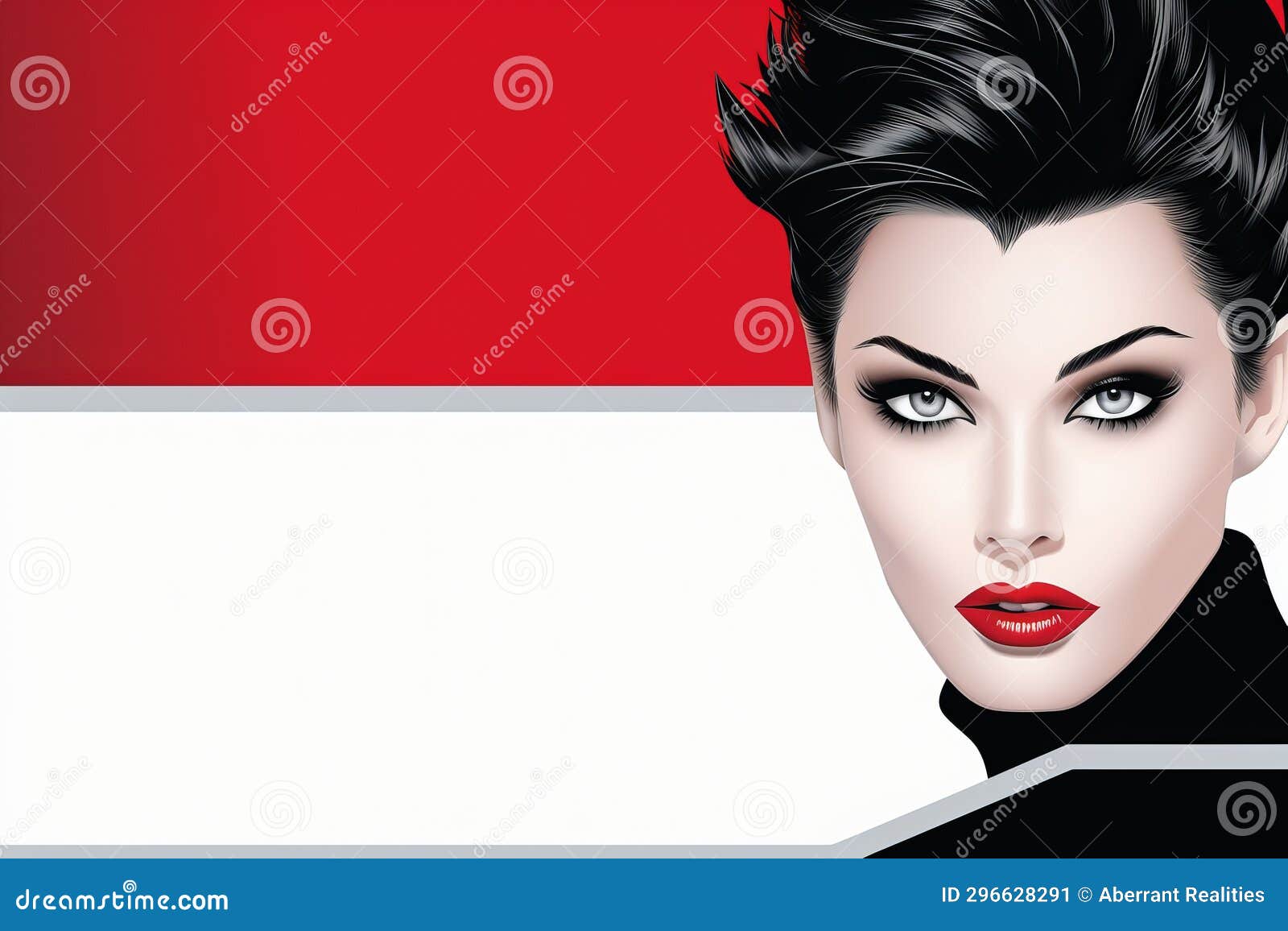 A Woman With Black Hair And Red Lips Stock Illustration Illustration