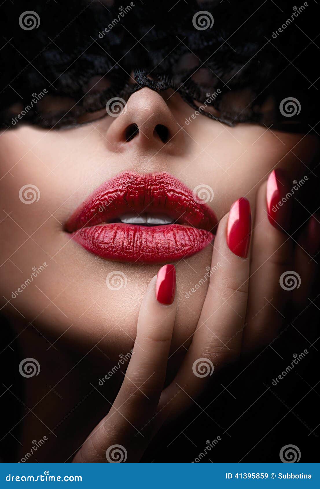 Woman With Black Lace Mask Stock Image Image Of Fashion 41395859