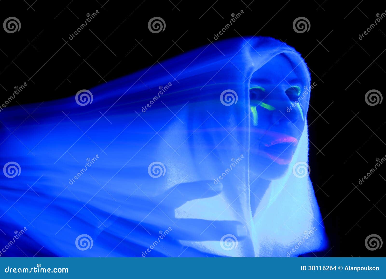 Woman Black Light White Ghost Stock Photo - Image of ghost, beautiful ...