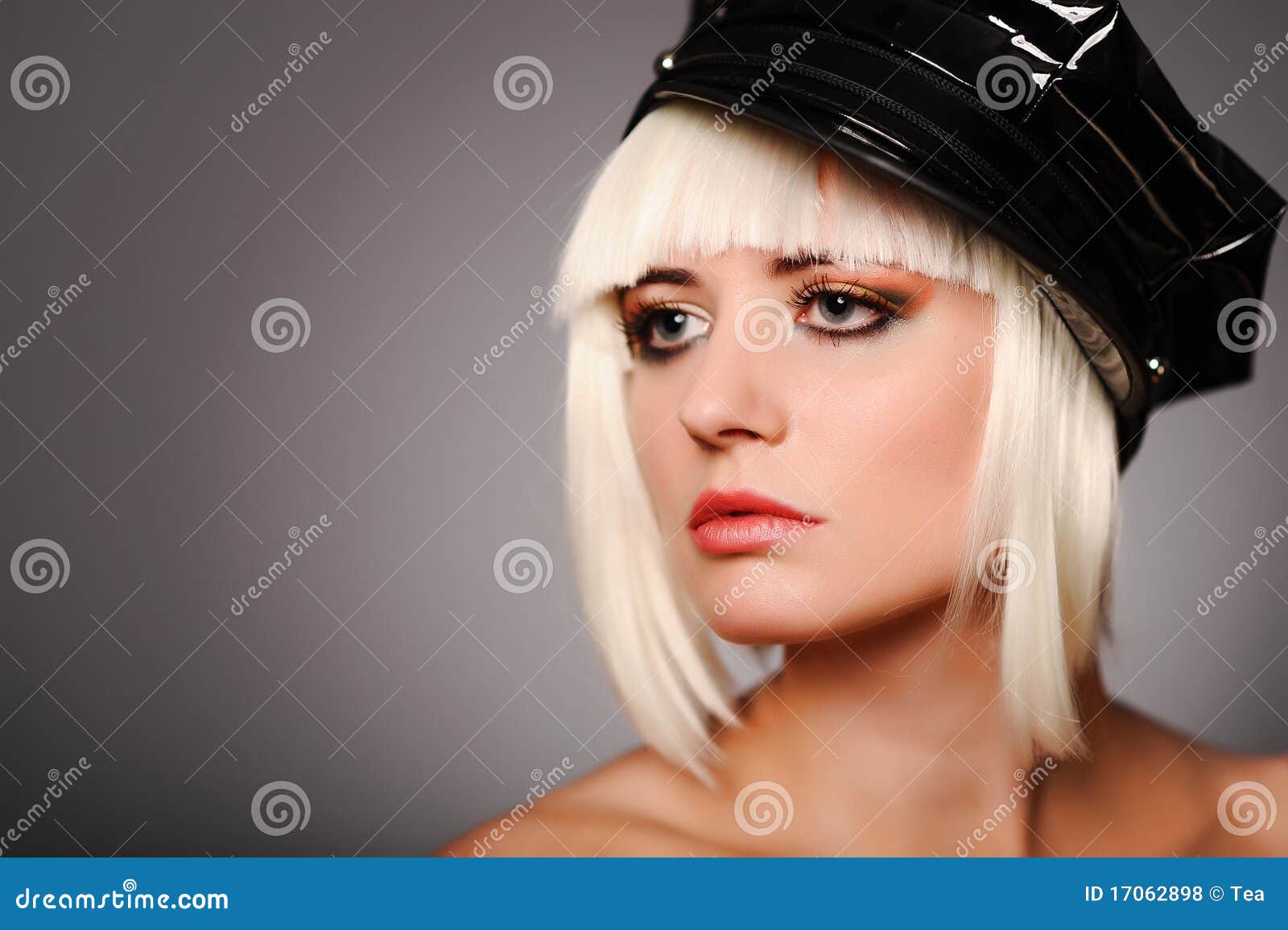 Woman with Black Peaked Cap Stock Photo - Image of looking, person ...