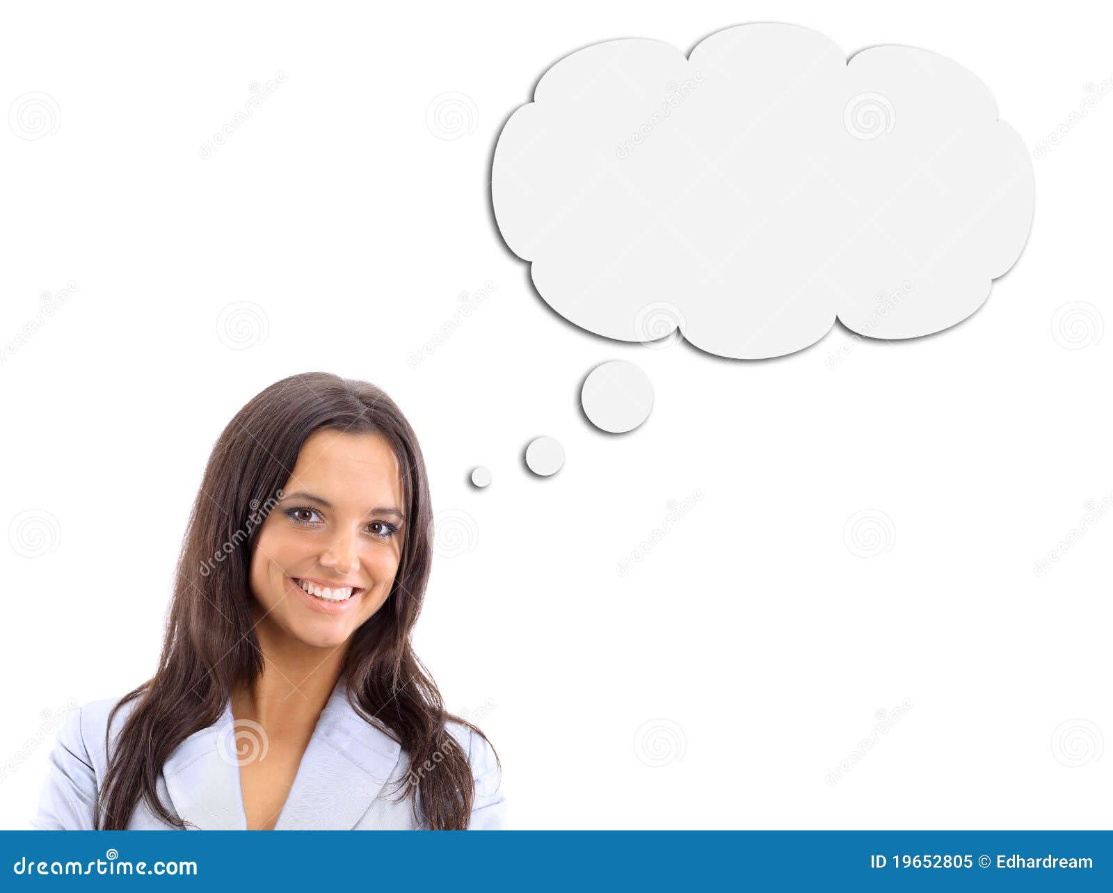 Woman and Blank Thought Bubbles Stock Image - Image of cute, girl: 19652805