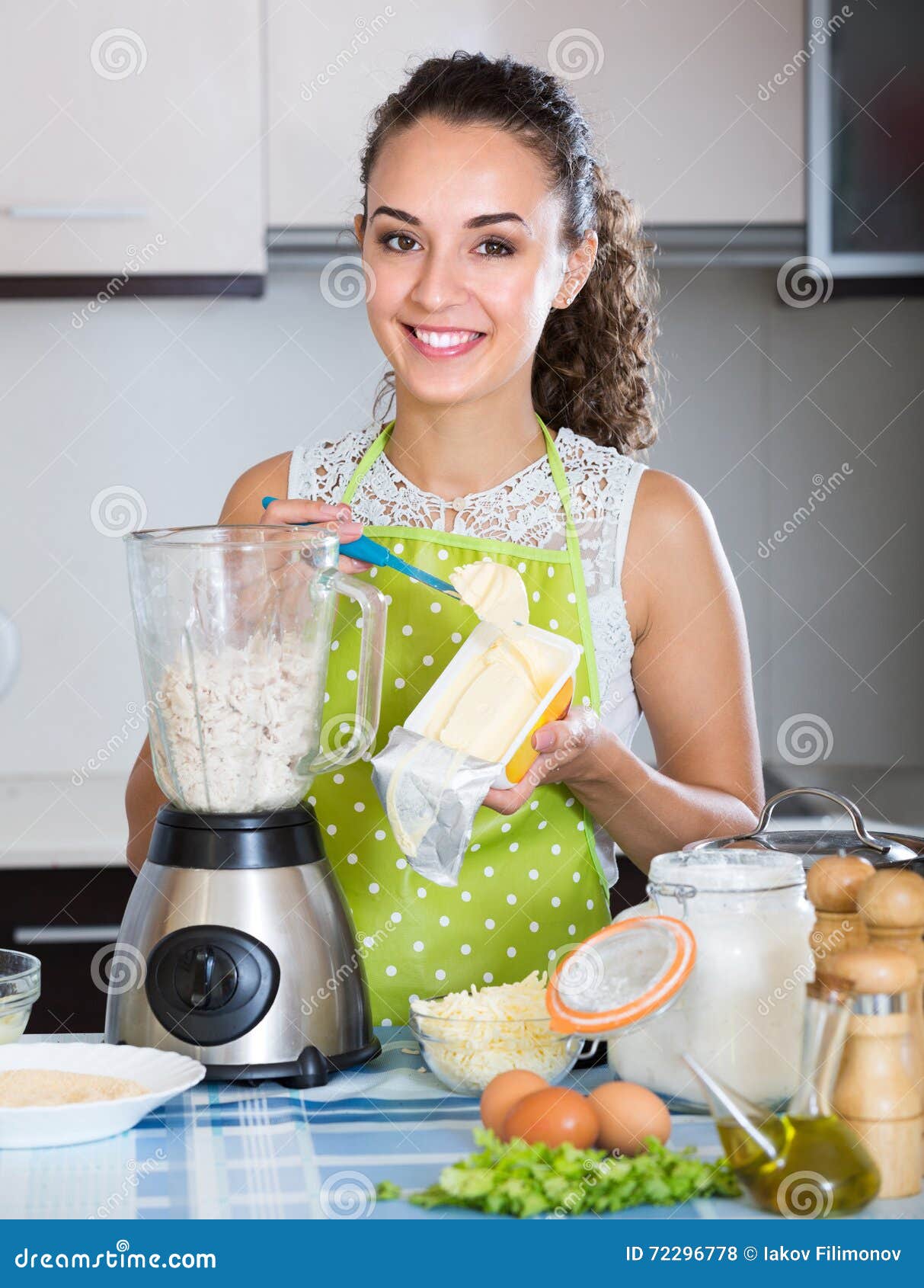 Woman with Blender at Kitchen Stock Photo - Image of female, caucasian ...