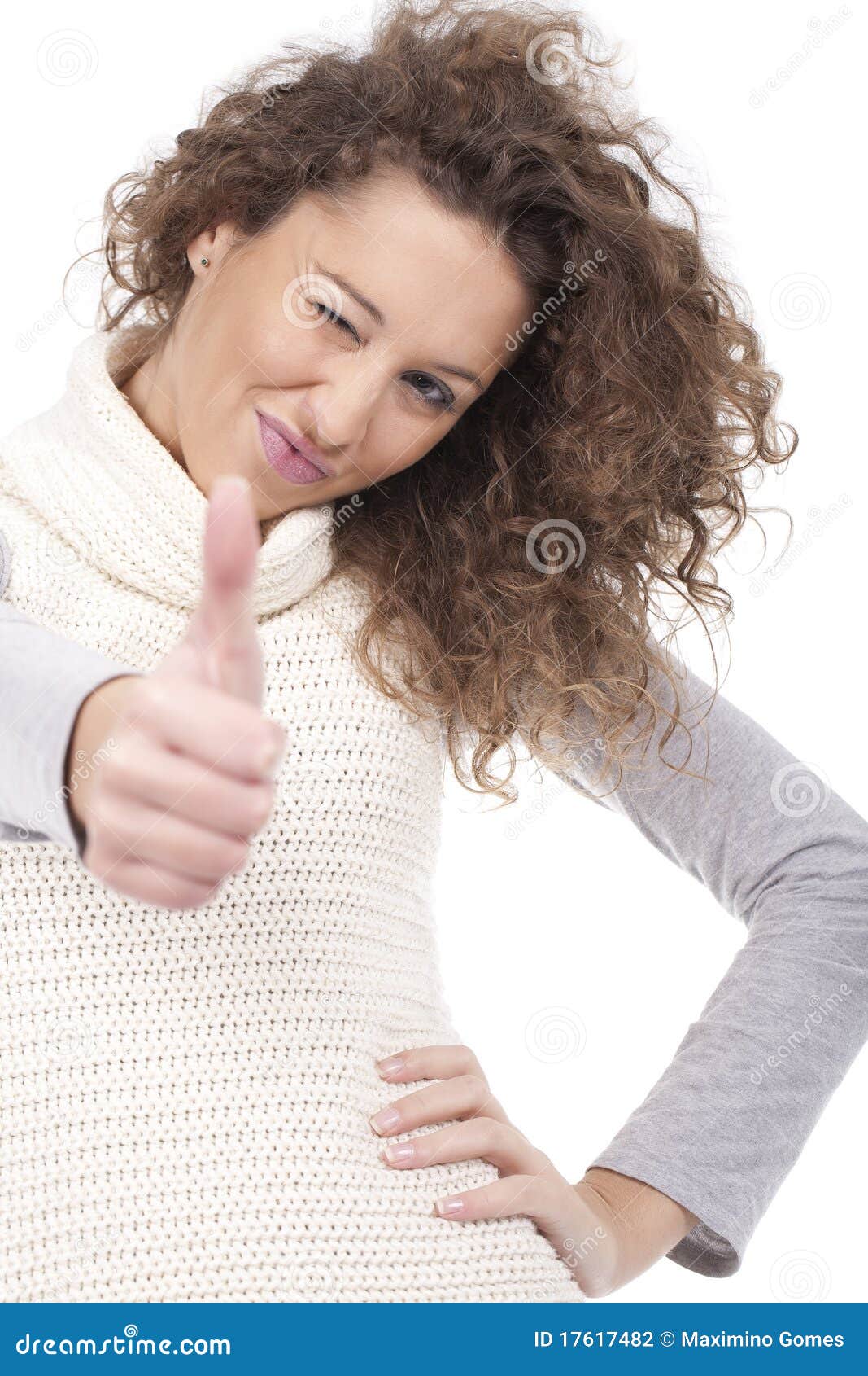 Woman Blinking Eye and Making Ok Sign Stock Photo - Image of corporate ...