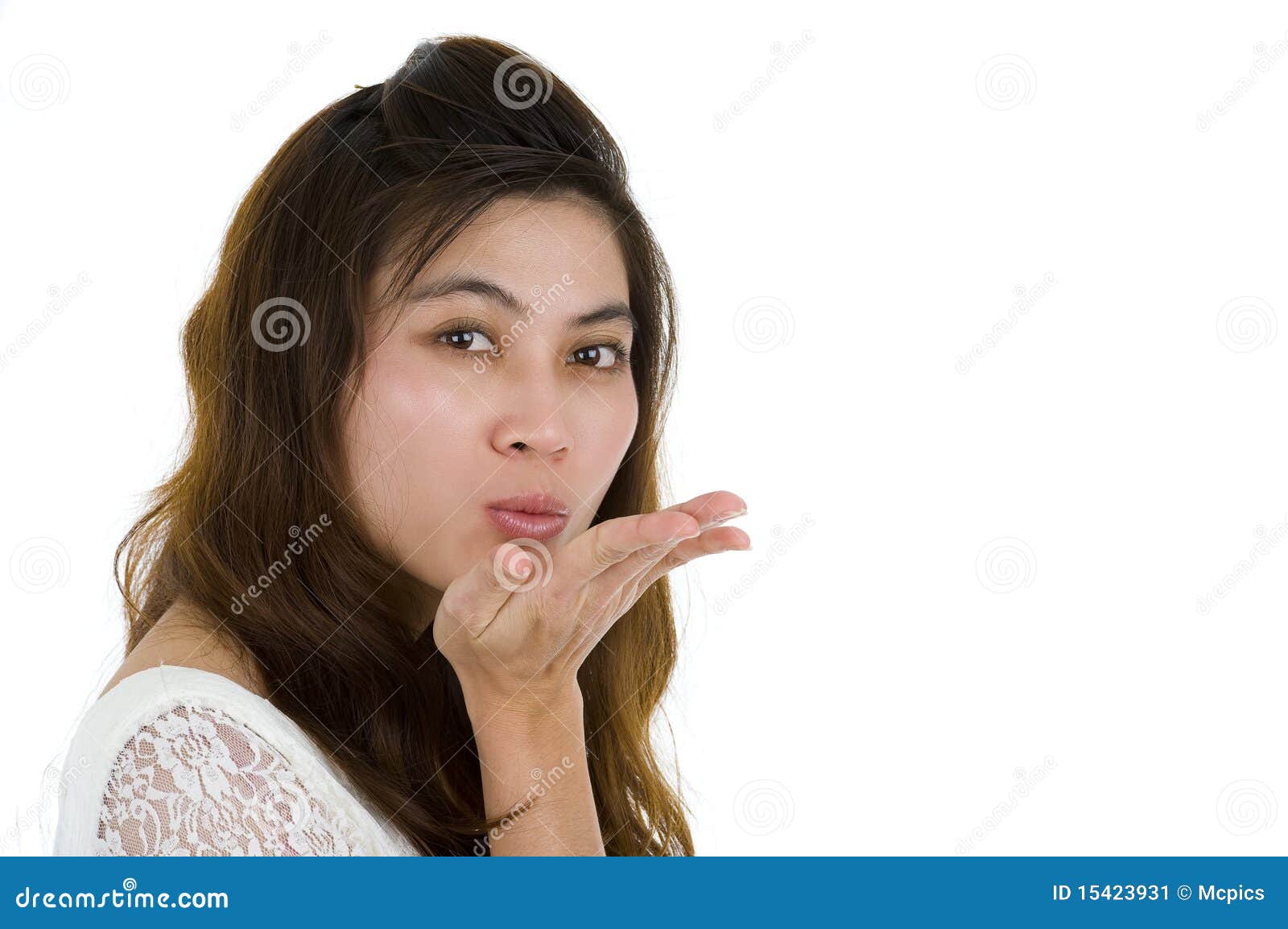 Woman blowing a kiss stock image. Image of blowing, beauty - 15423931