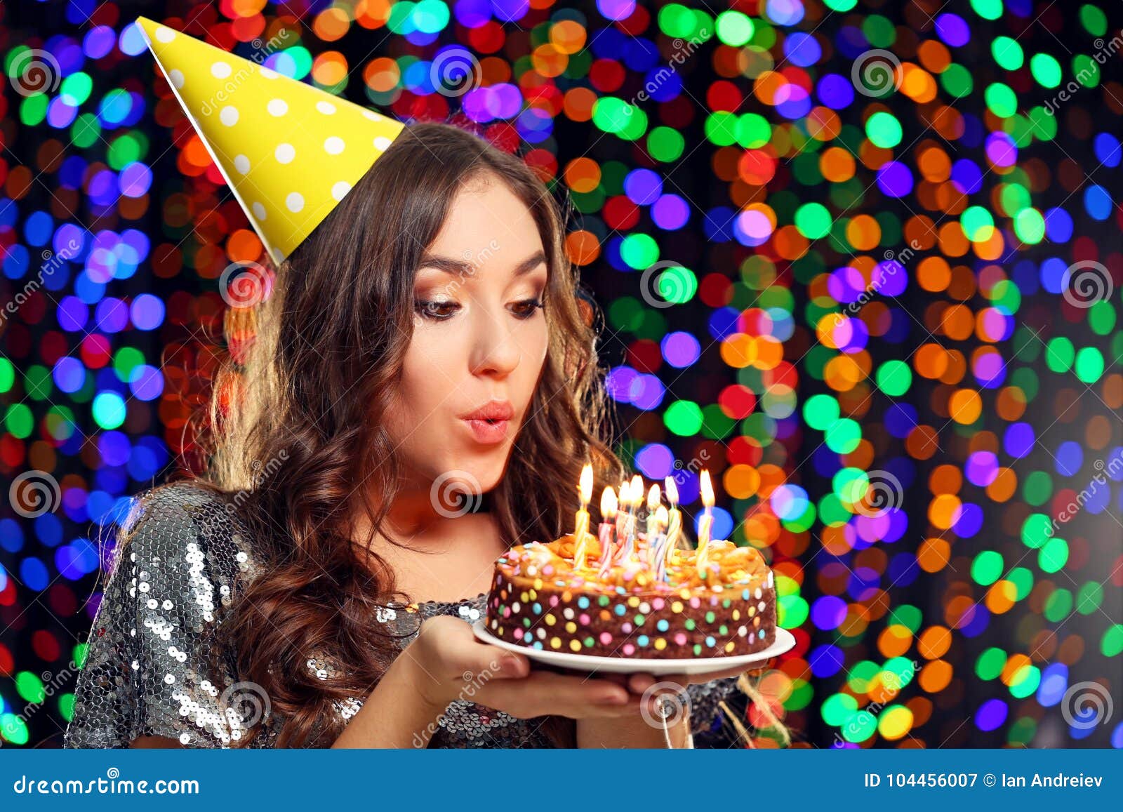 Woman Blowing Out Candles Stock Image Image Of Candle 104456007