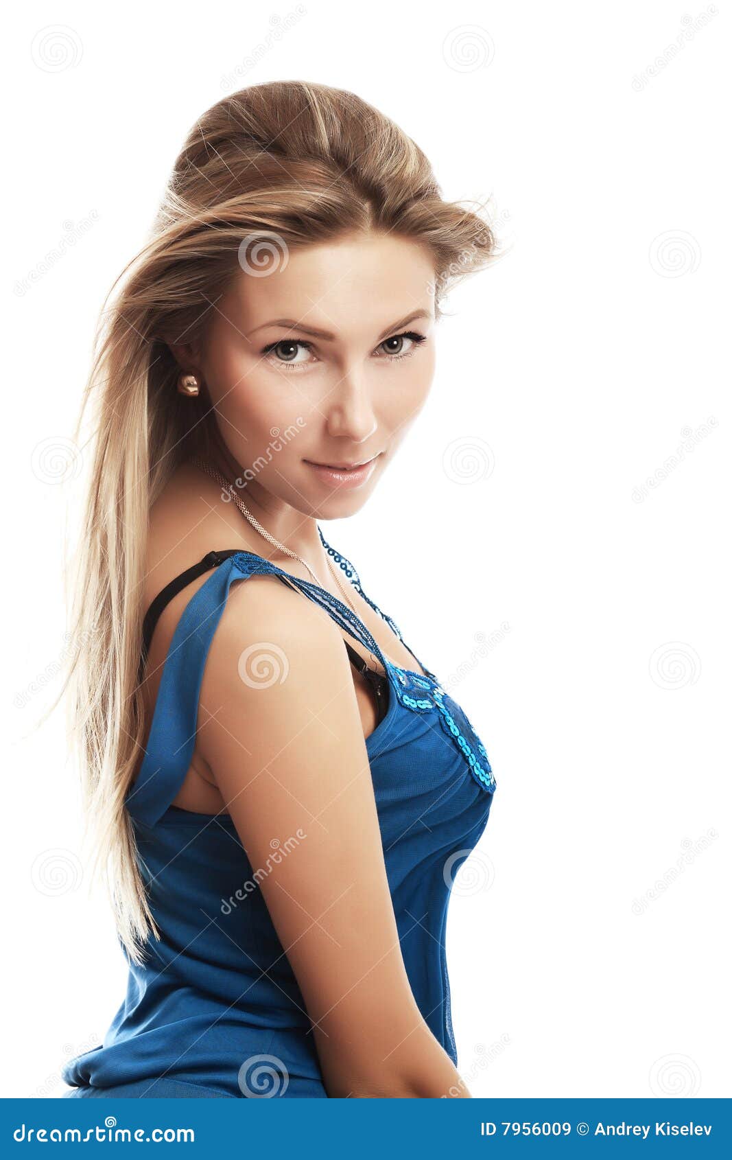 Woman in blue stock image. Image of portrait, fashion - 7956009