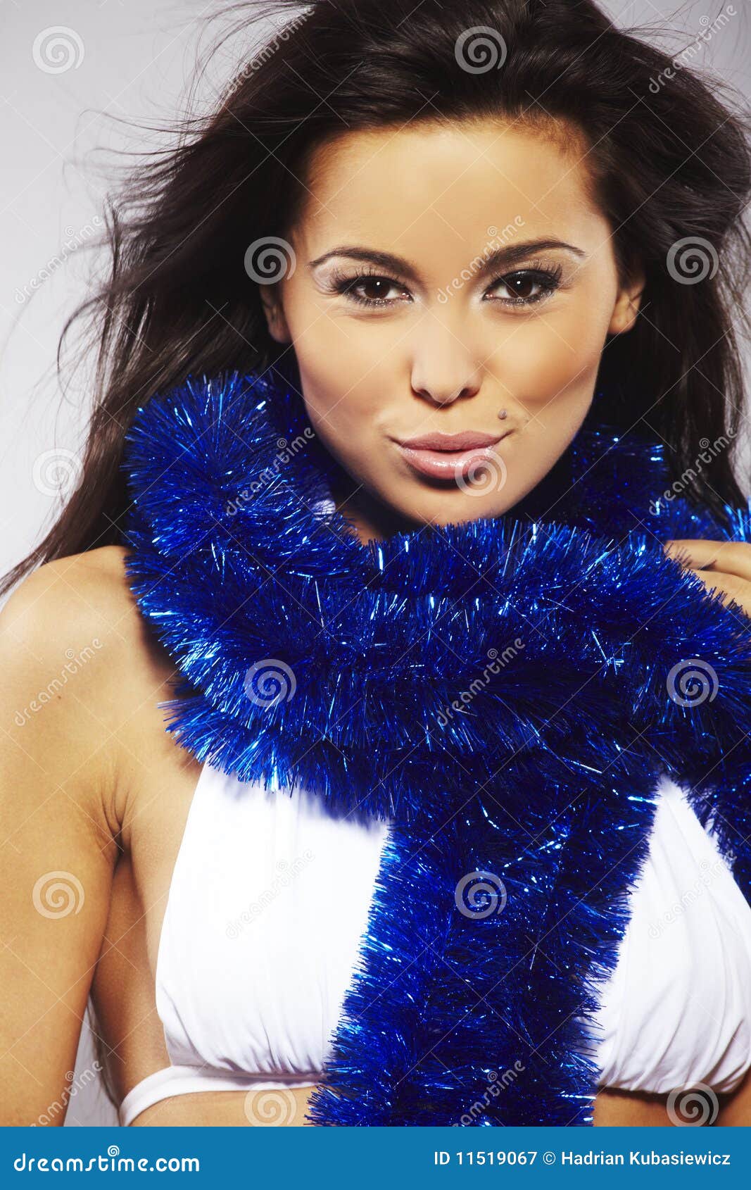 Woman with Blue Chain on Her Neck Stock Image - Image of holiday, saint ...
