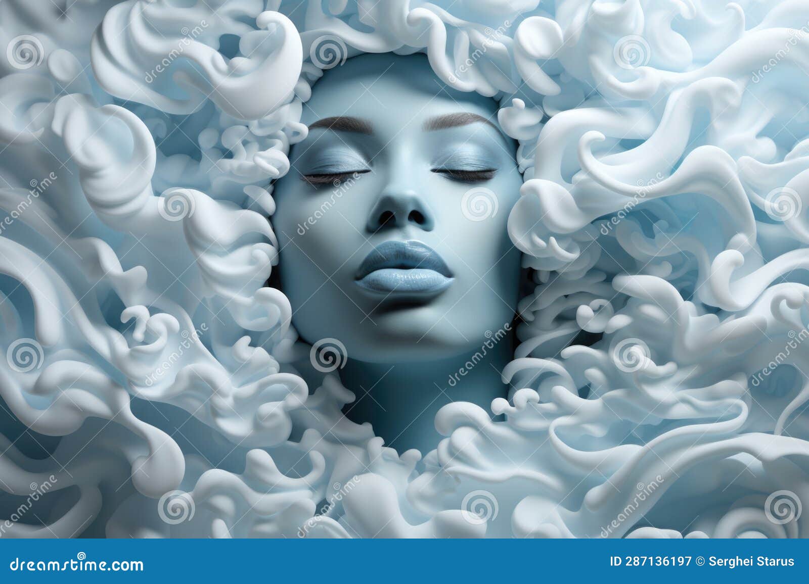 A Woman With Blue Eyes And White Hair Generative Ai Image Stock