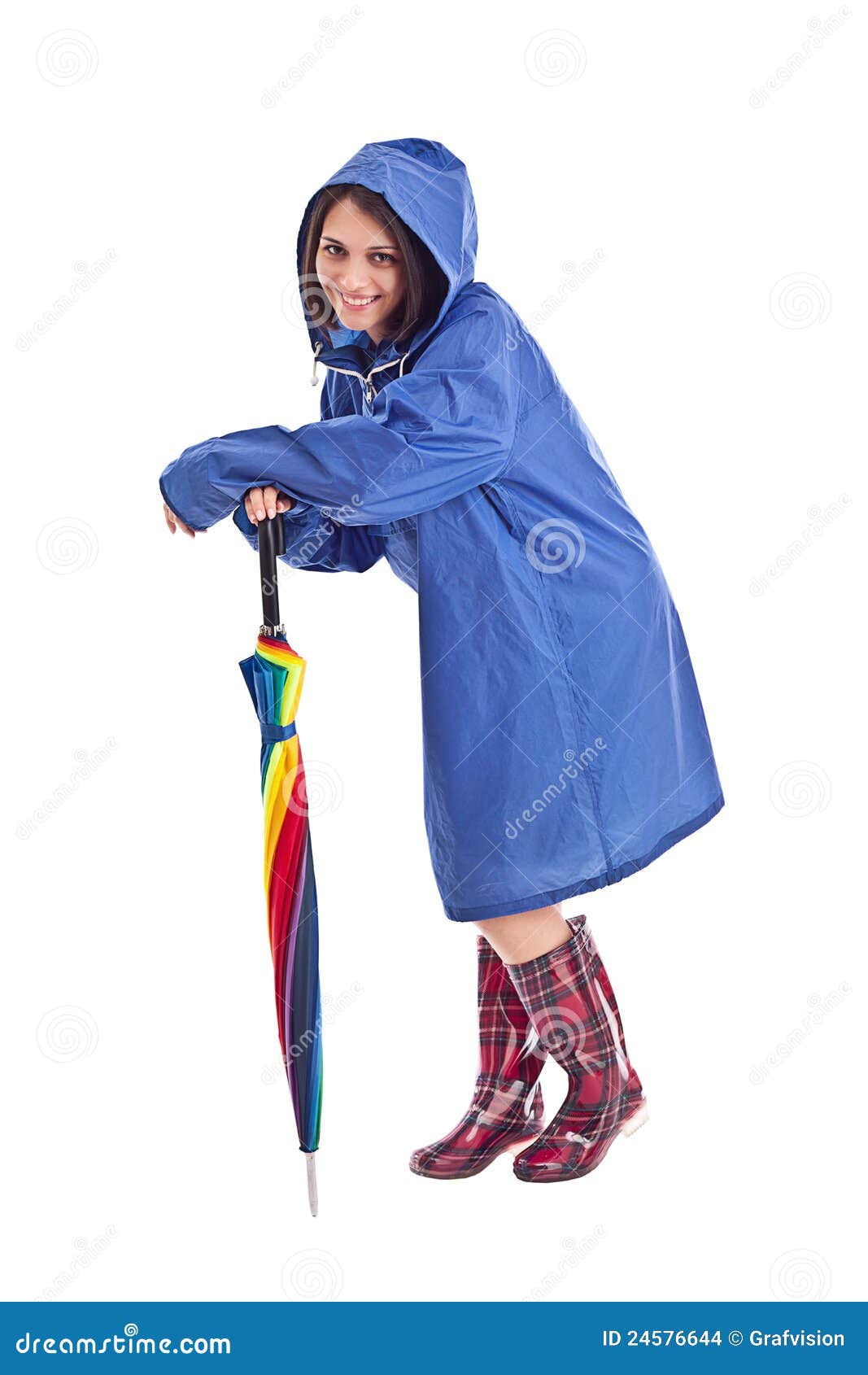 Woman in a blue mac stock photo. Image of female, adult - 24576644