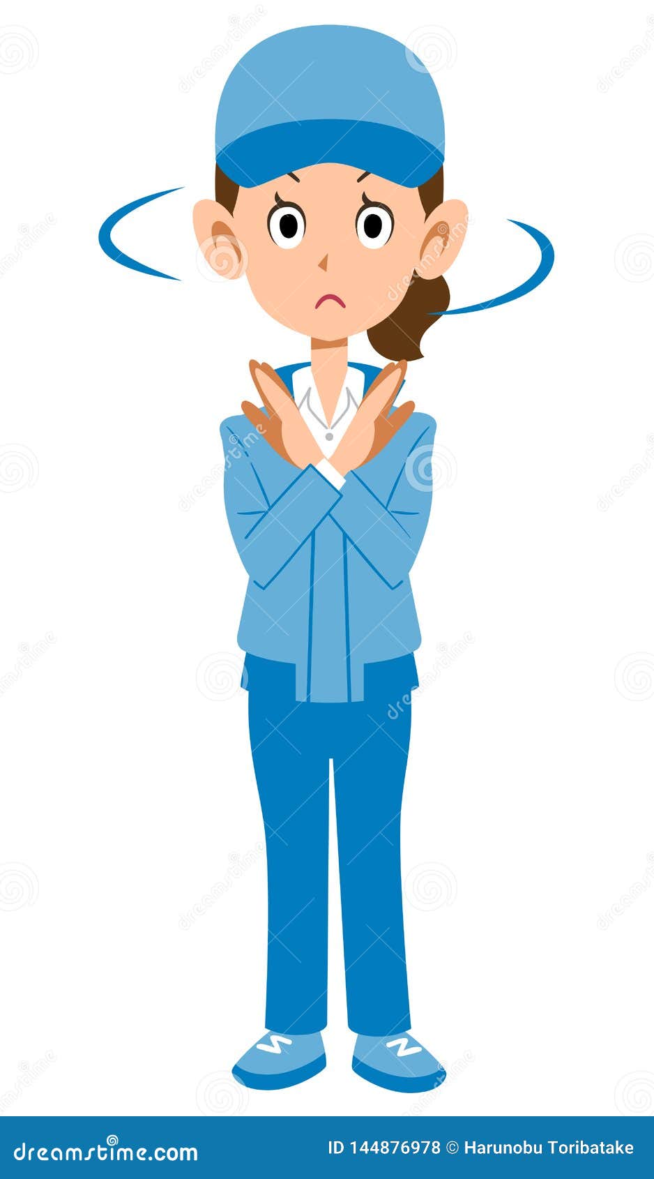 Woman in Blue Work Clothes To Refuse Stock Vector - Illustration of ...