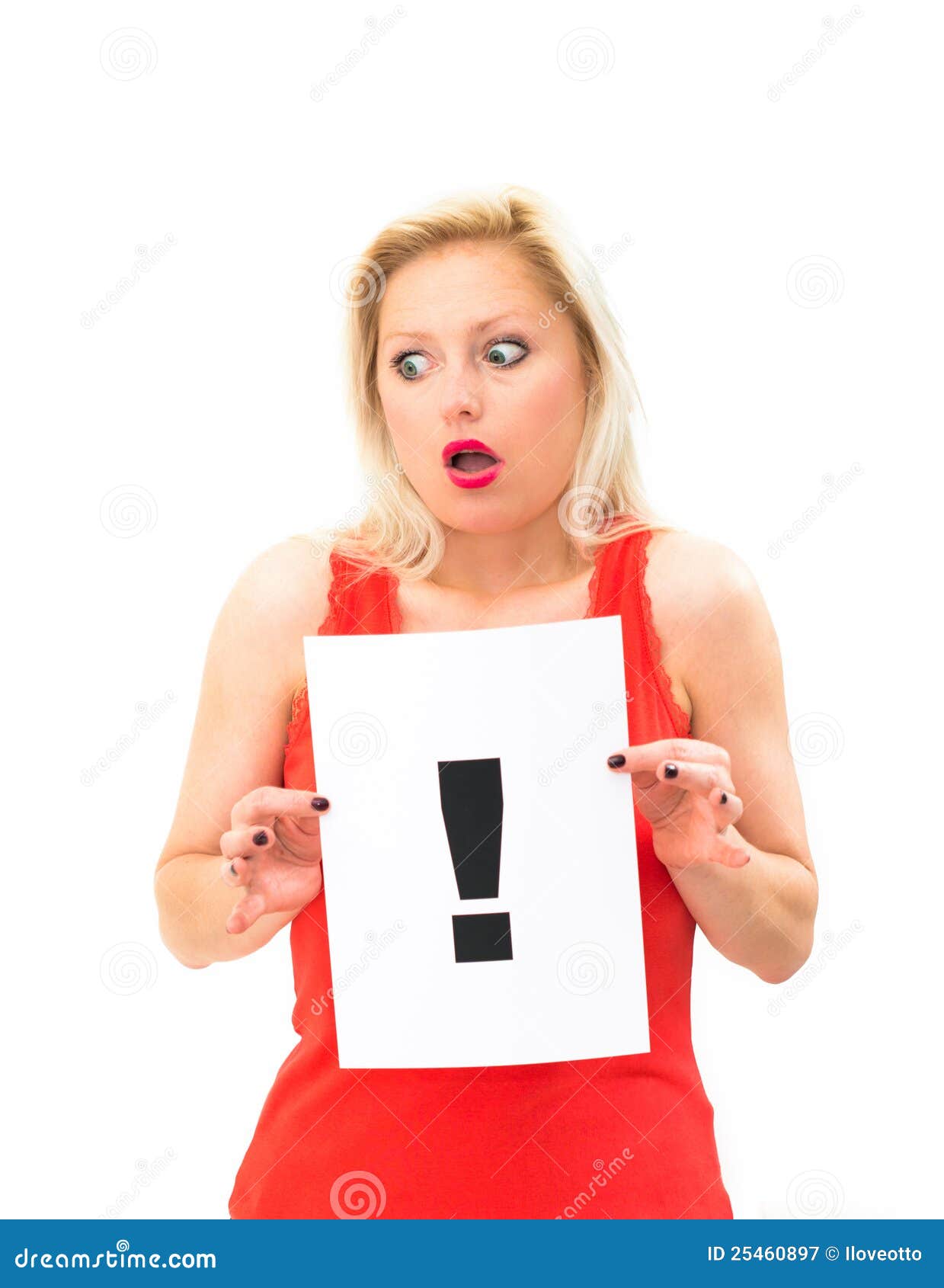 Woman with Board Exclamation Point Stock Image - Image of caution ...