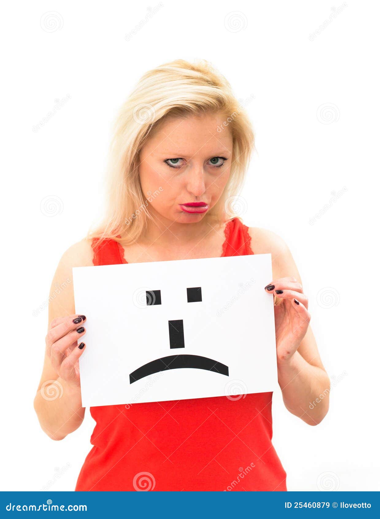 Woman with Board Sad Emoticon Face Sign Stock Image - Image of placard ...