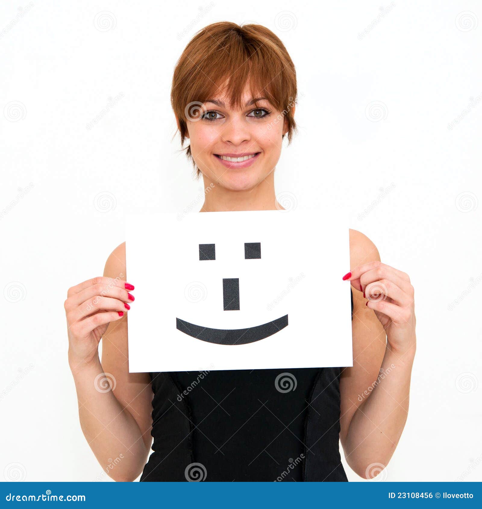 Woman with Board Smile Face Sign Stock Photo - Image of hold, adult ...