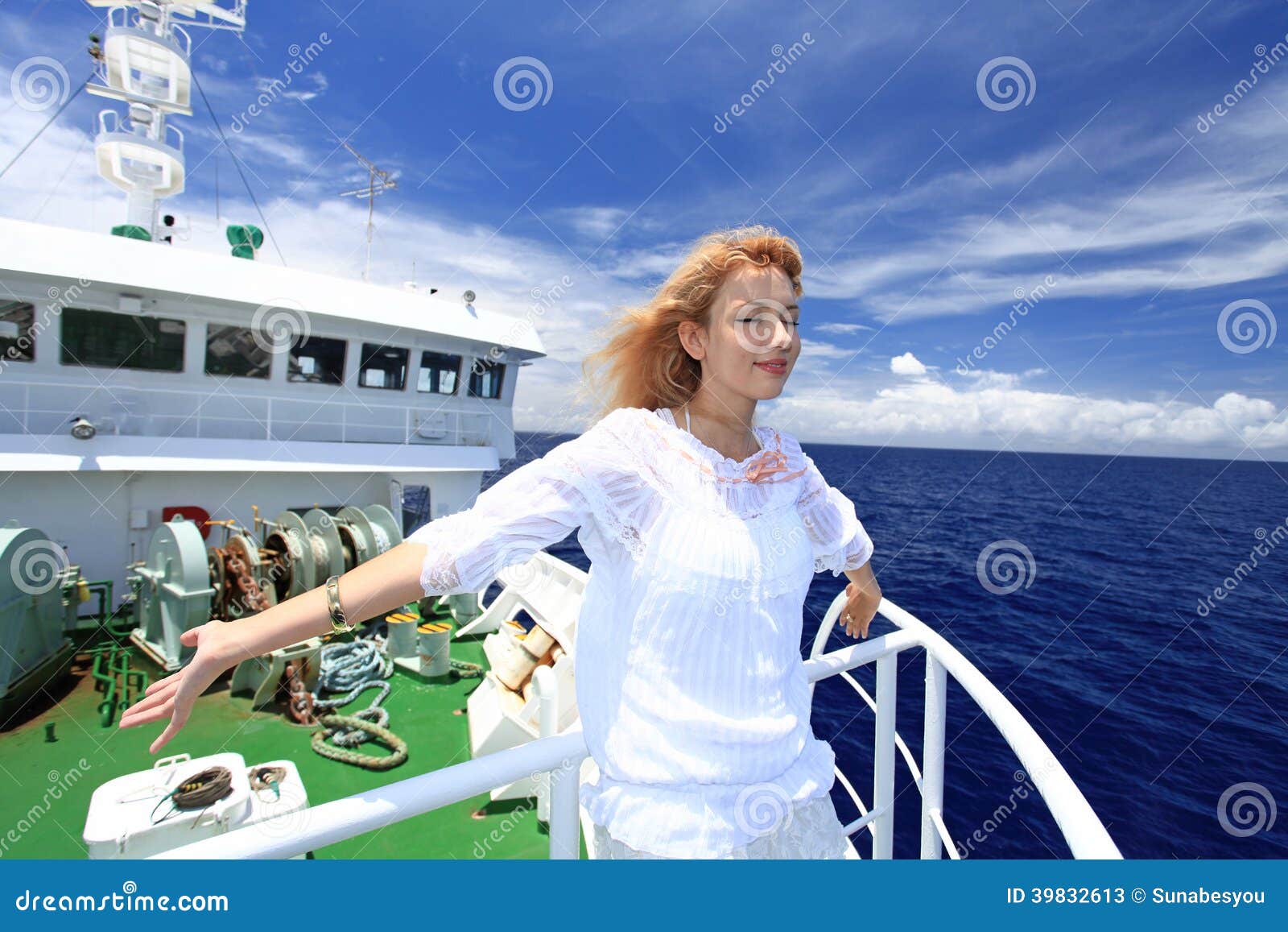 Woman on the boat stock image. Image of island, parasol - 39832613