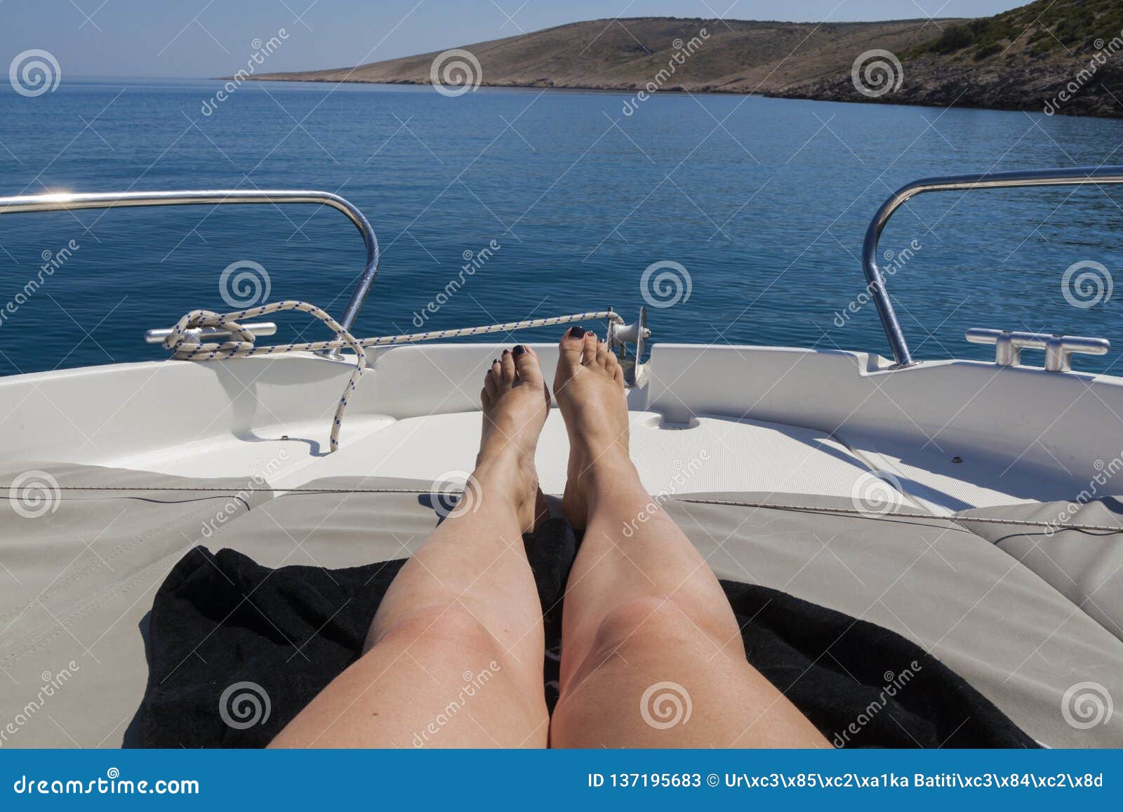 Woman on a boat stock image. Image of person, painted - 137195683