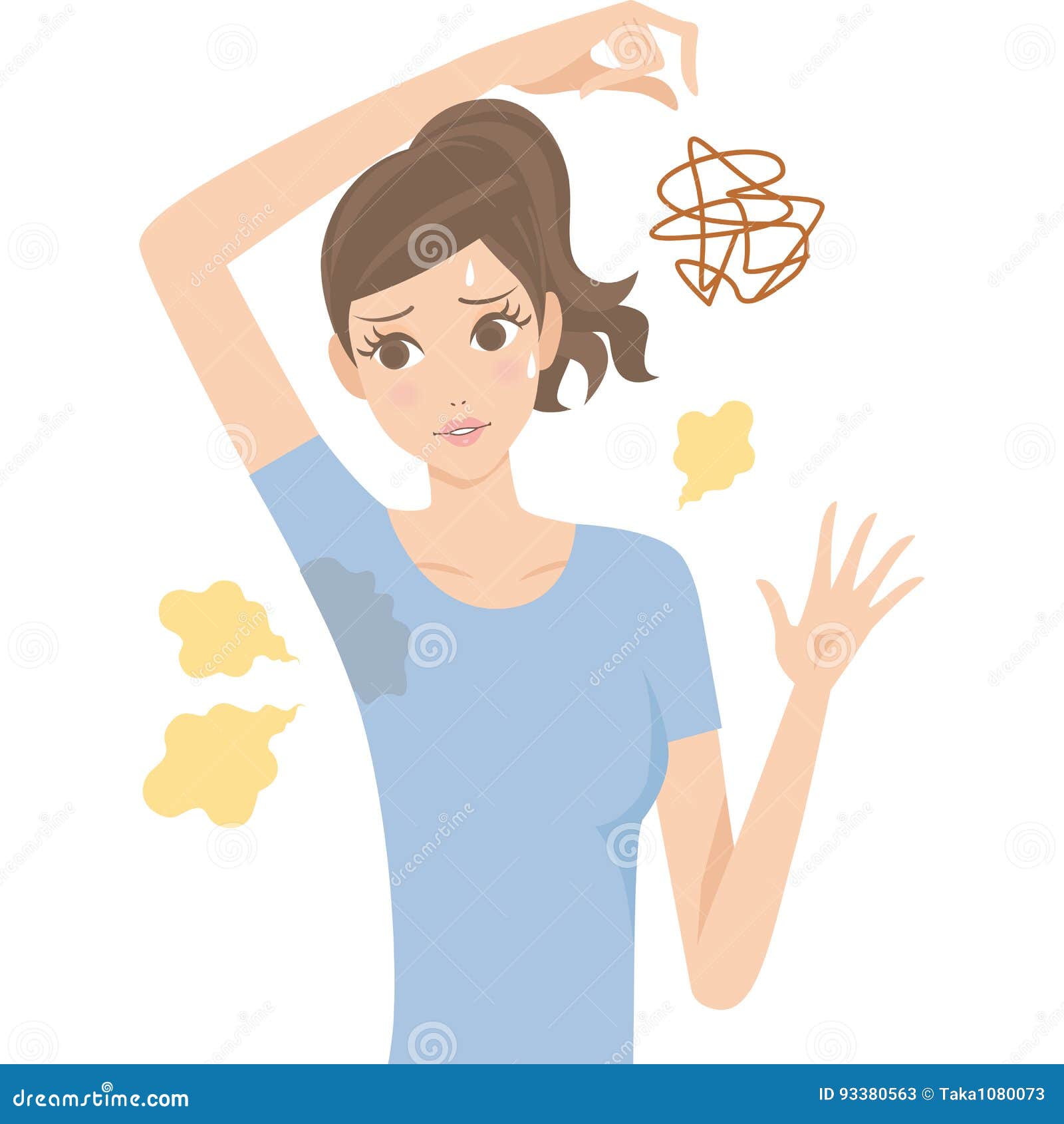 Woman of the body odor stock vector. Illustration of smelling - 93380563