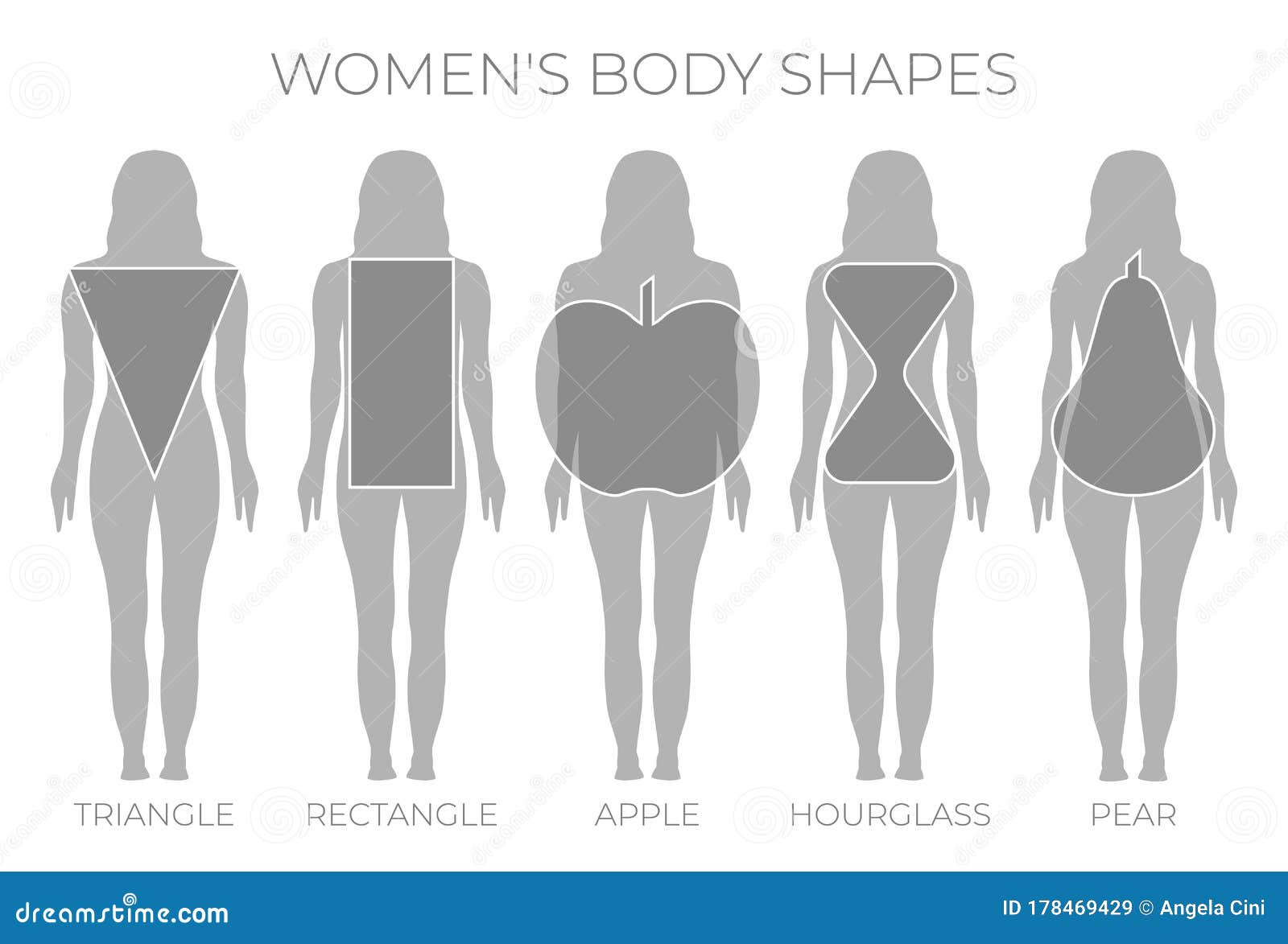 Woman Body Shapes Triangle Rectangle Apple Pear And Hourglass Stock Vector Illustration Of