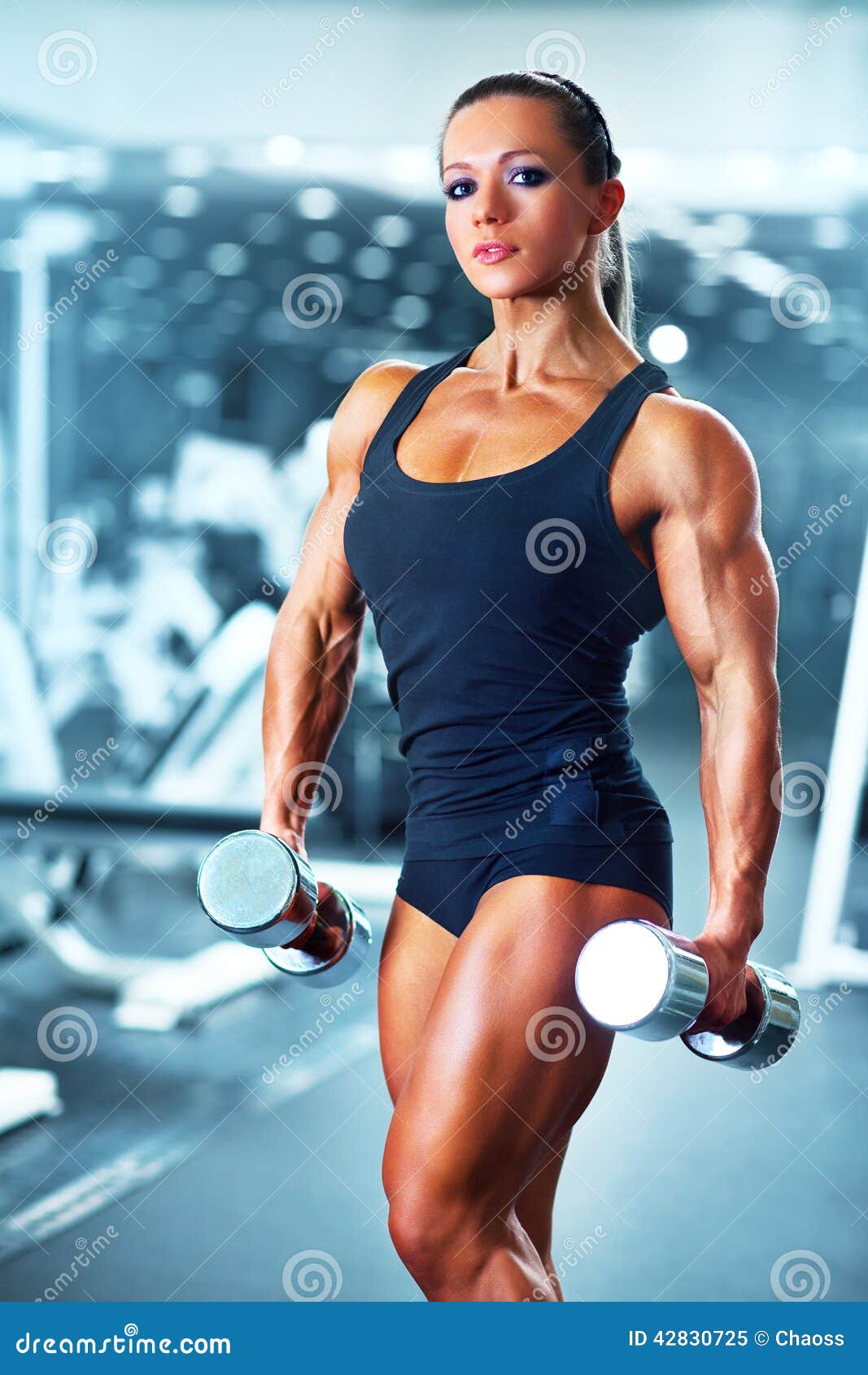 Woman bodybuilder stock image. Image of caucasian, brunette - 42830725