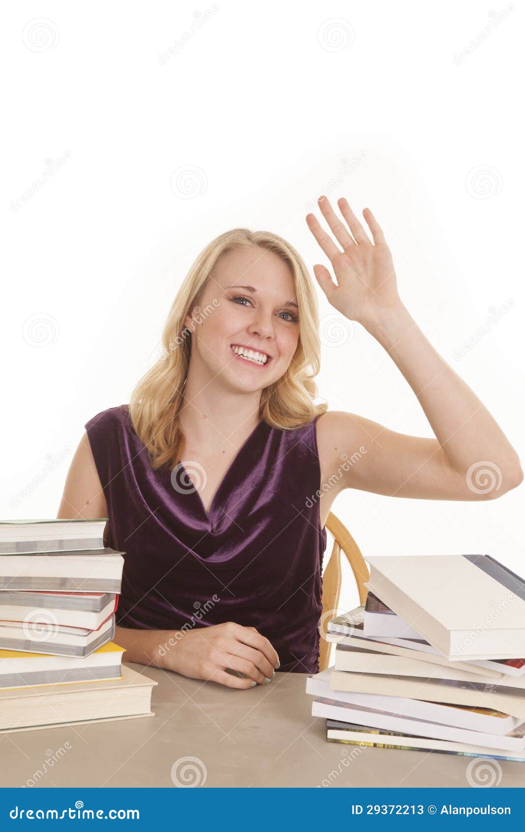 Woman book hand up smile stock image. Image of caucasian - 29372213