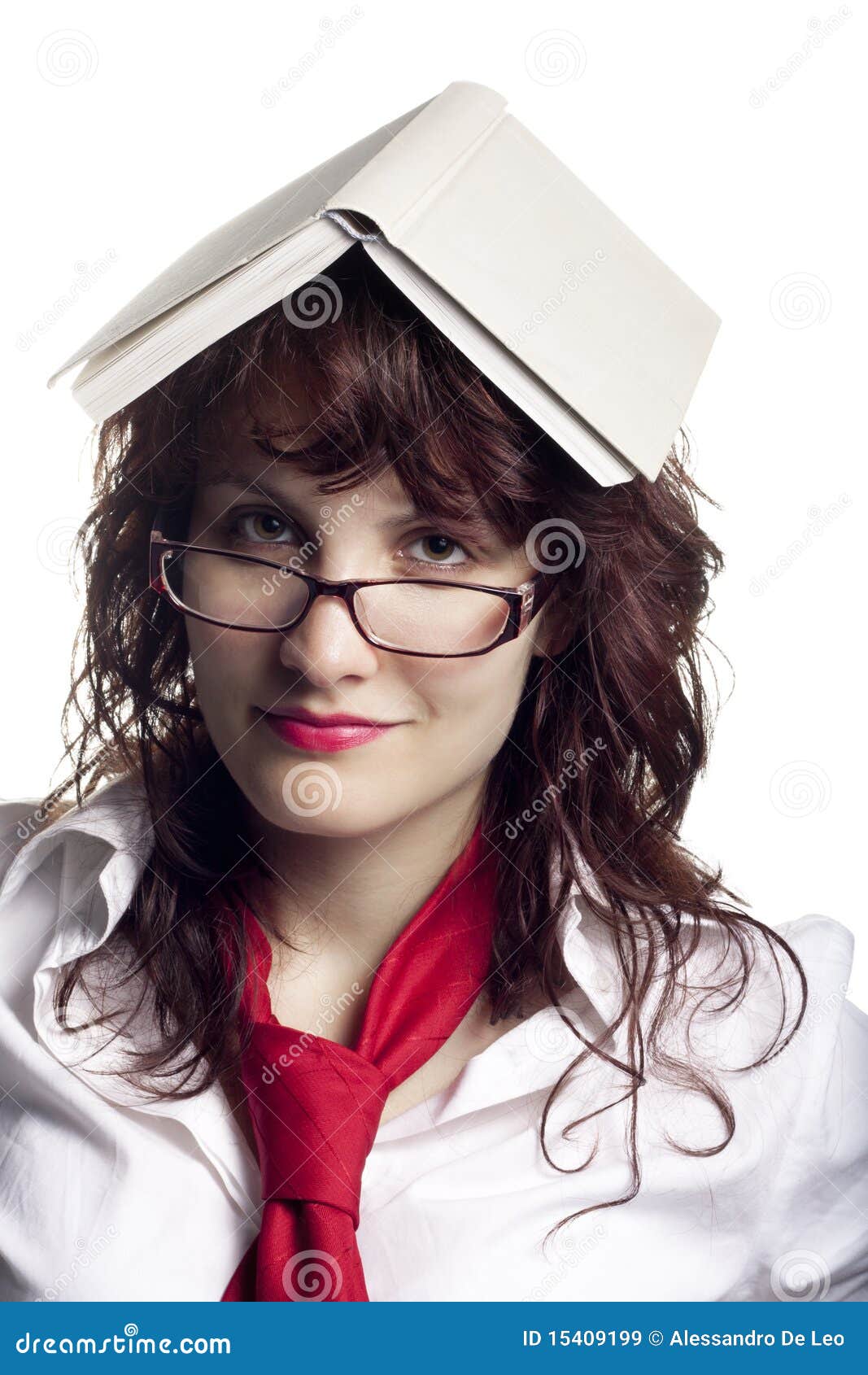 Woman with a Book on Her Head Stock Image - Image of book, space: 15409199