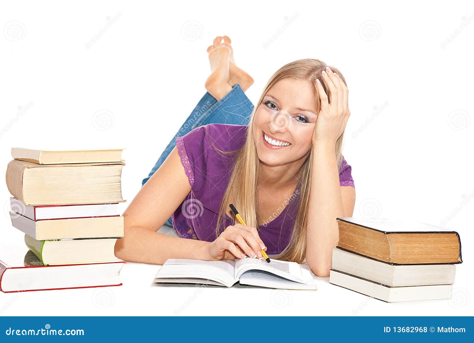 Woman with books stock photo. Image of smile, book, clear - 13682968