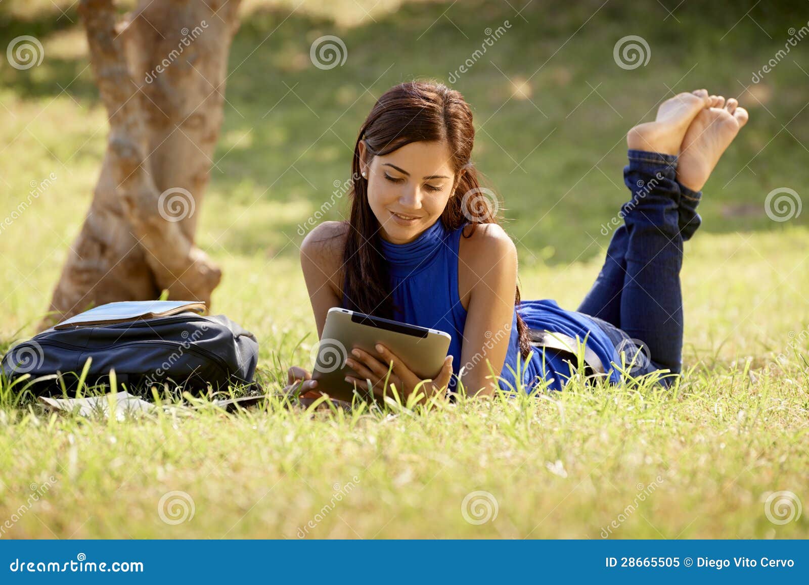 Stay Awake Studying Barefoot Girl