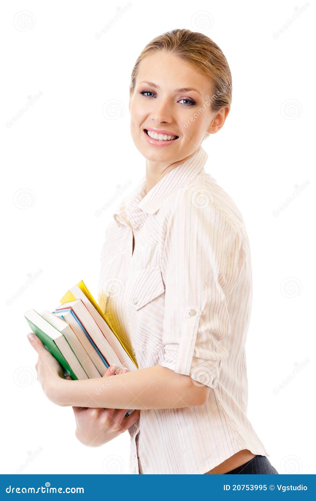 Woman with books, isolated stock image. Image of background - 20753995