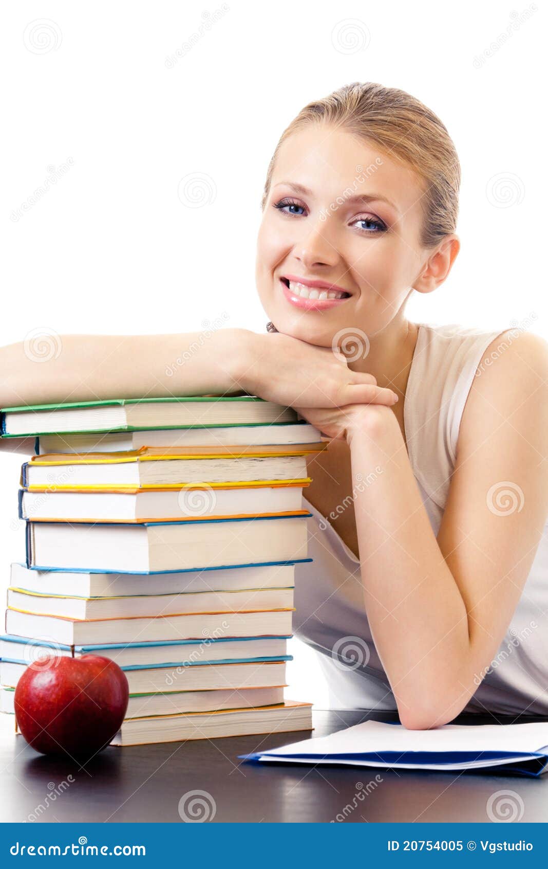Woman with books, isolated stock image. Image of hand - 20754005