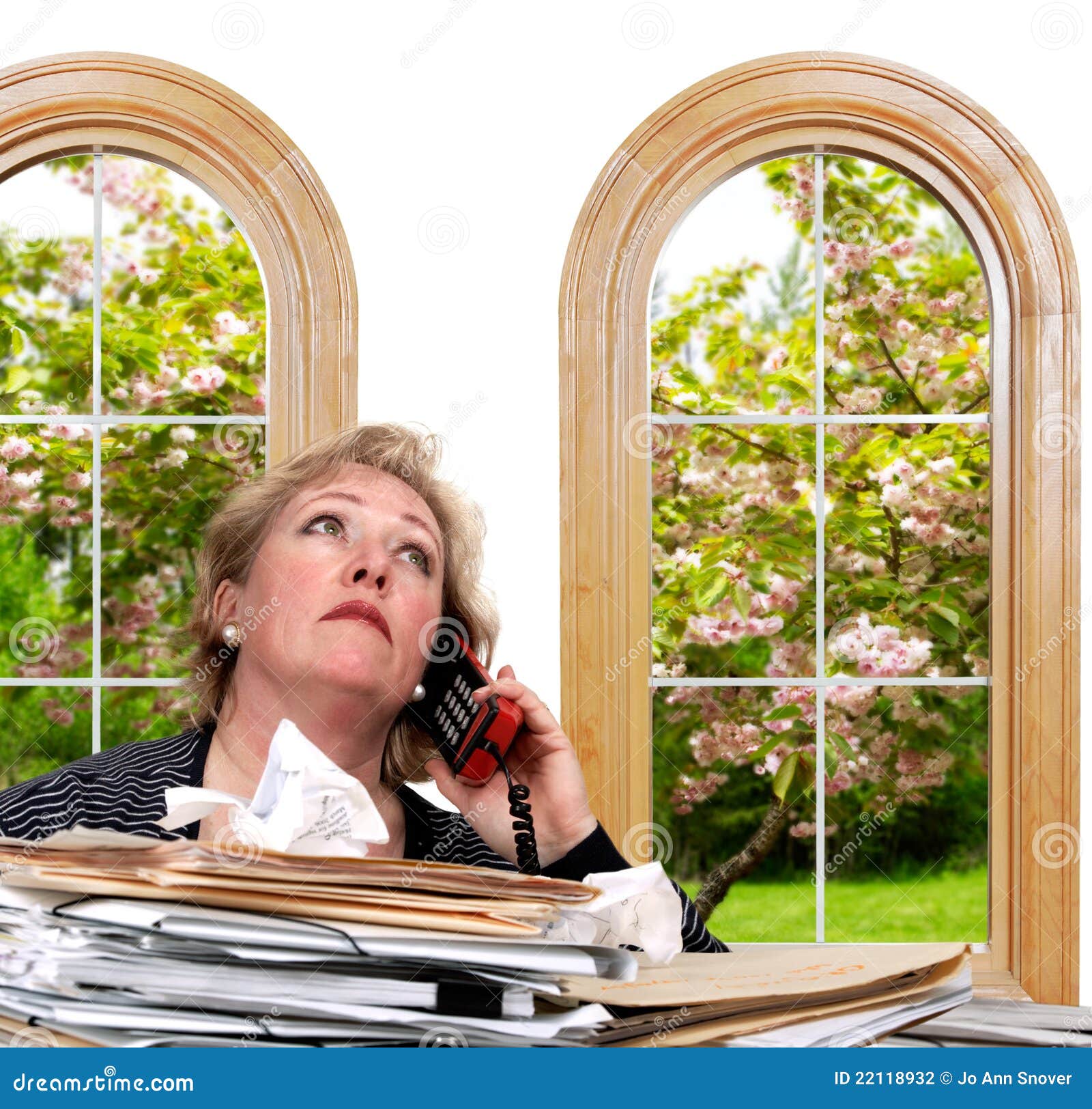 Woman Bored with Phone Call Stock Photo - Image of mature, fifties ...