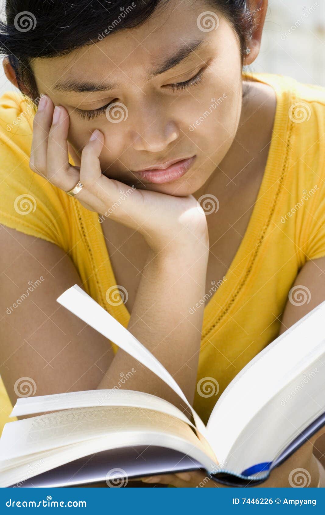 Woman Boredom during Reading Stock Photo - Image of asian, confused ...