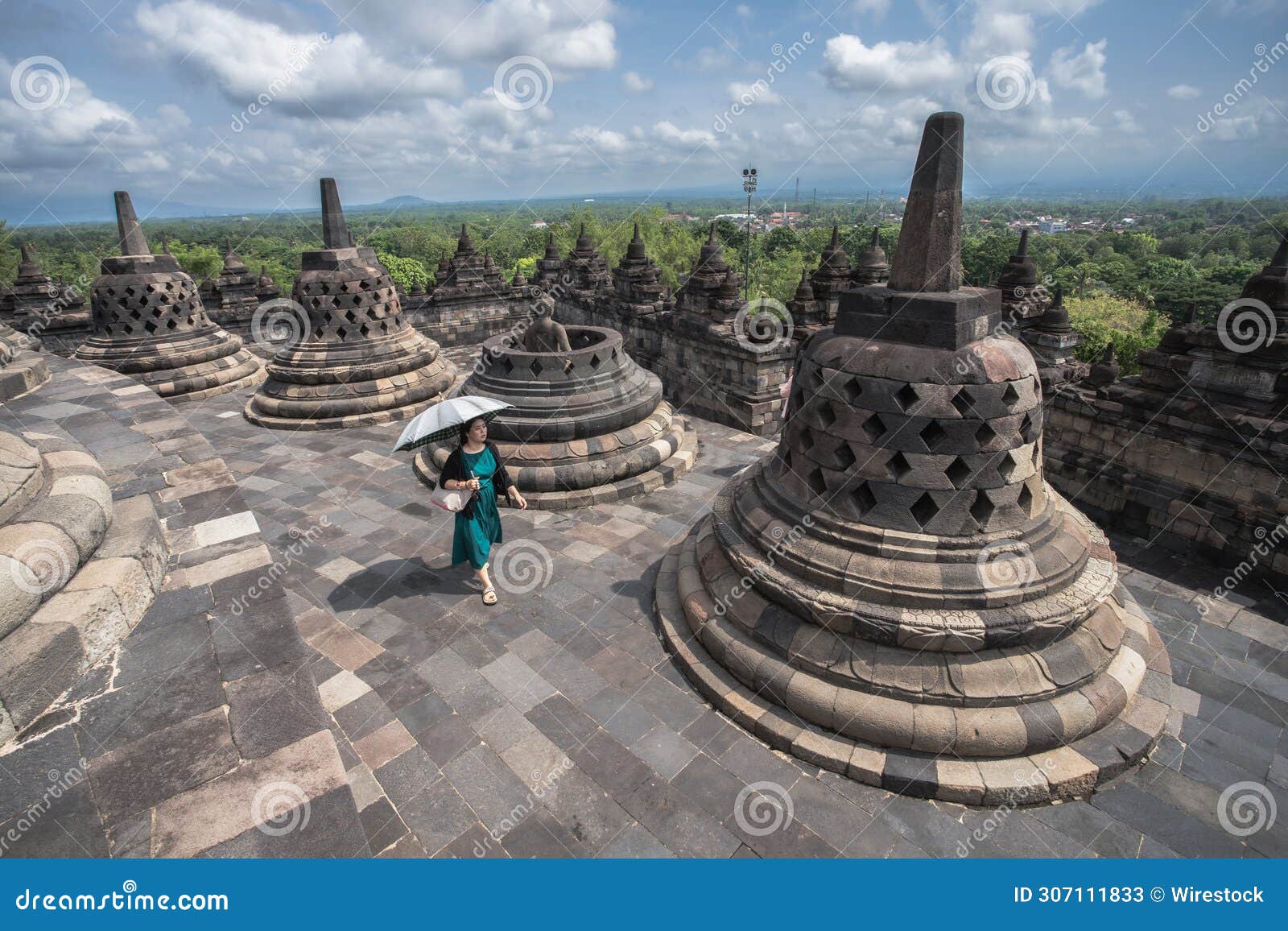 Woman at Borobudur Temple. Central Java, Indonesia Editorial Stock ...