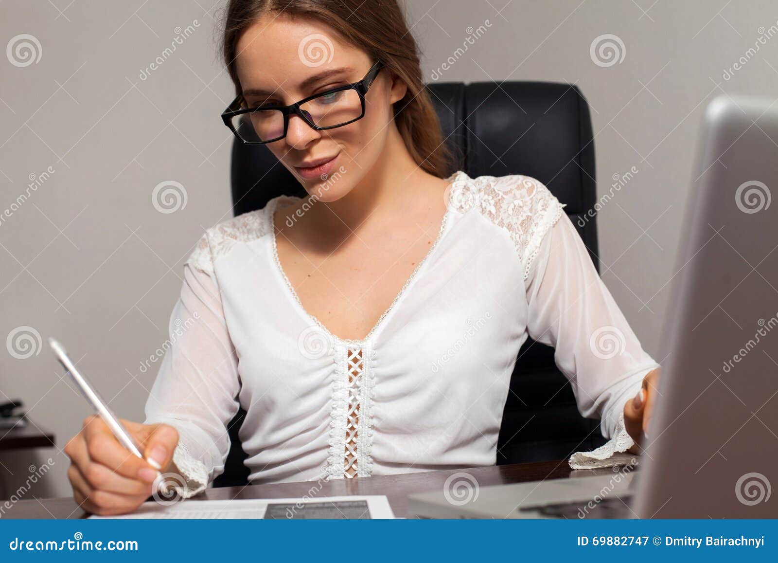 Woman Boss Works in the Office Stock Image - Image of expertise ...