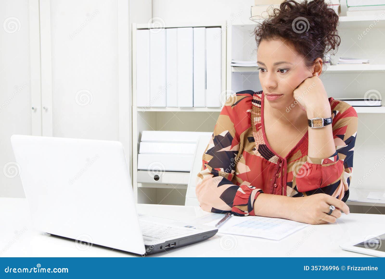 Woman bothered at work stock photo. Image of powerless - 35736996