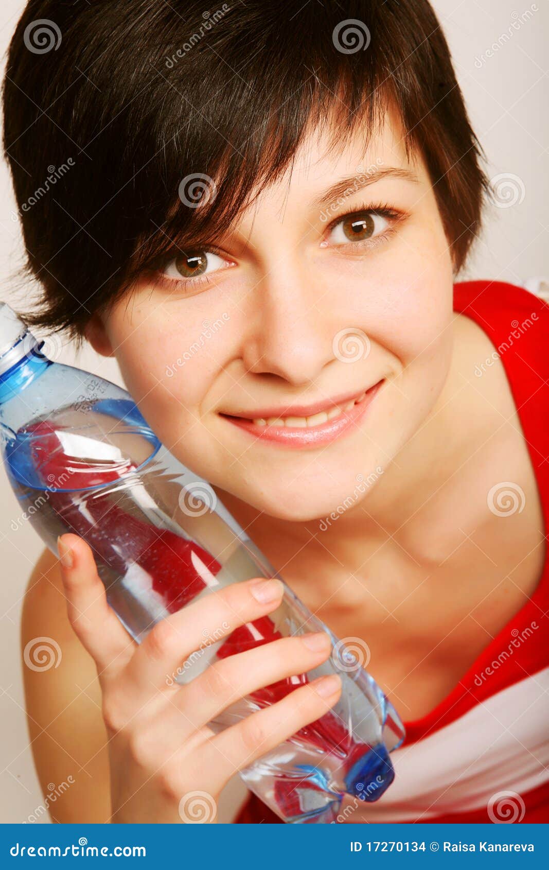 Woman with Bottle of Clean Water Stock Photo - Image of lady, isolated ...