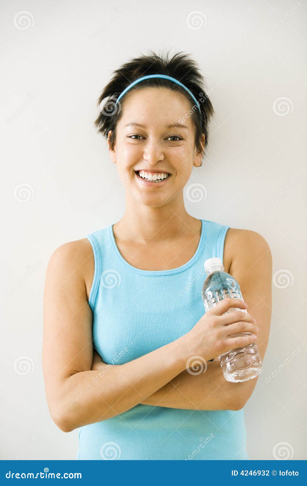 Woman with bottled water stock photo. Image of expression - 4246932
