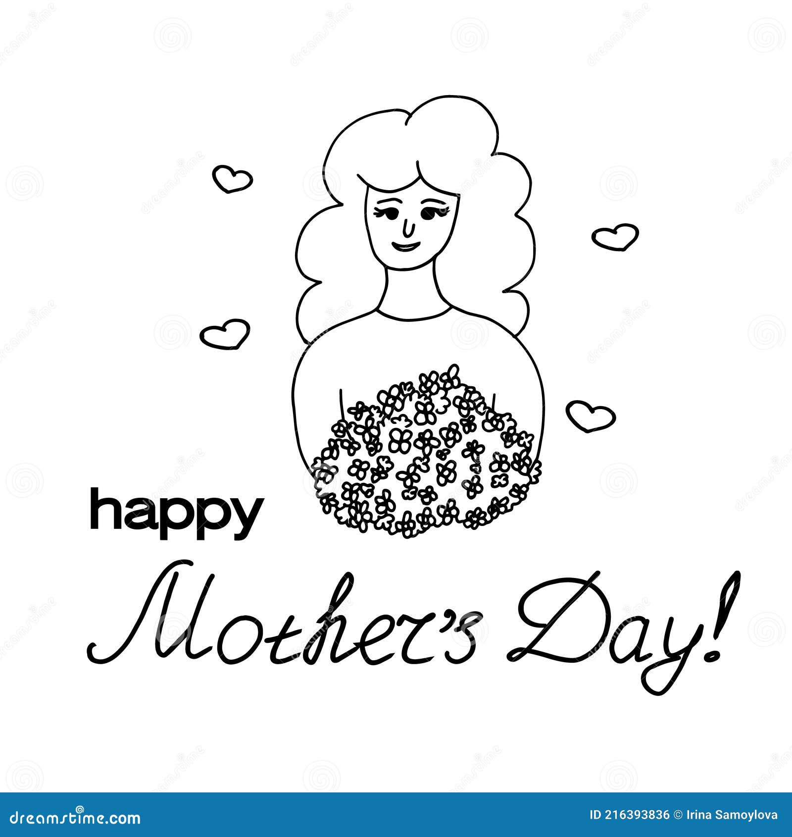 Woman With A Bouquet Of Flowers Template Card Poster Banner With