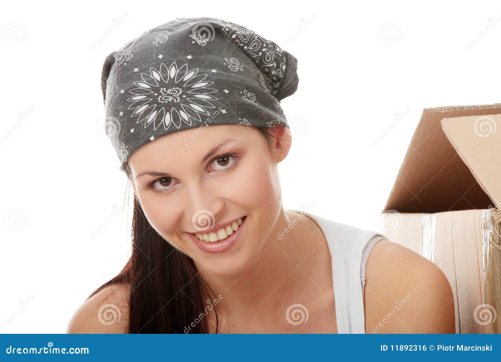 Woman with box stock photo. Image of deliver, isolated - 11892316