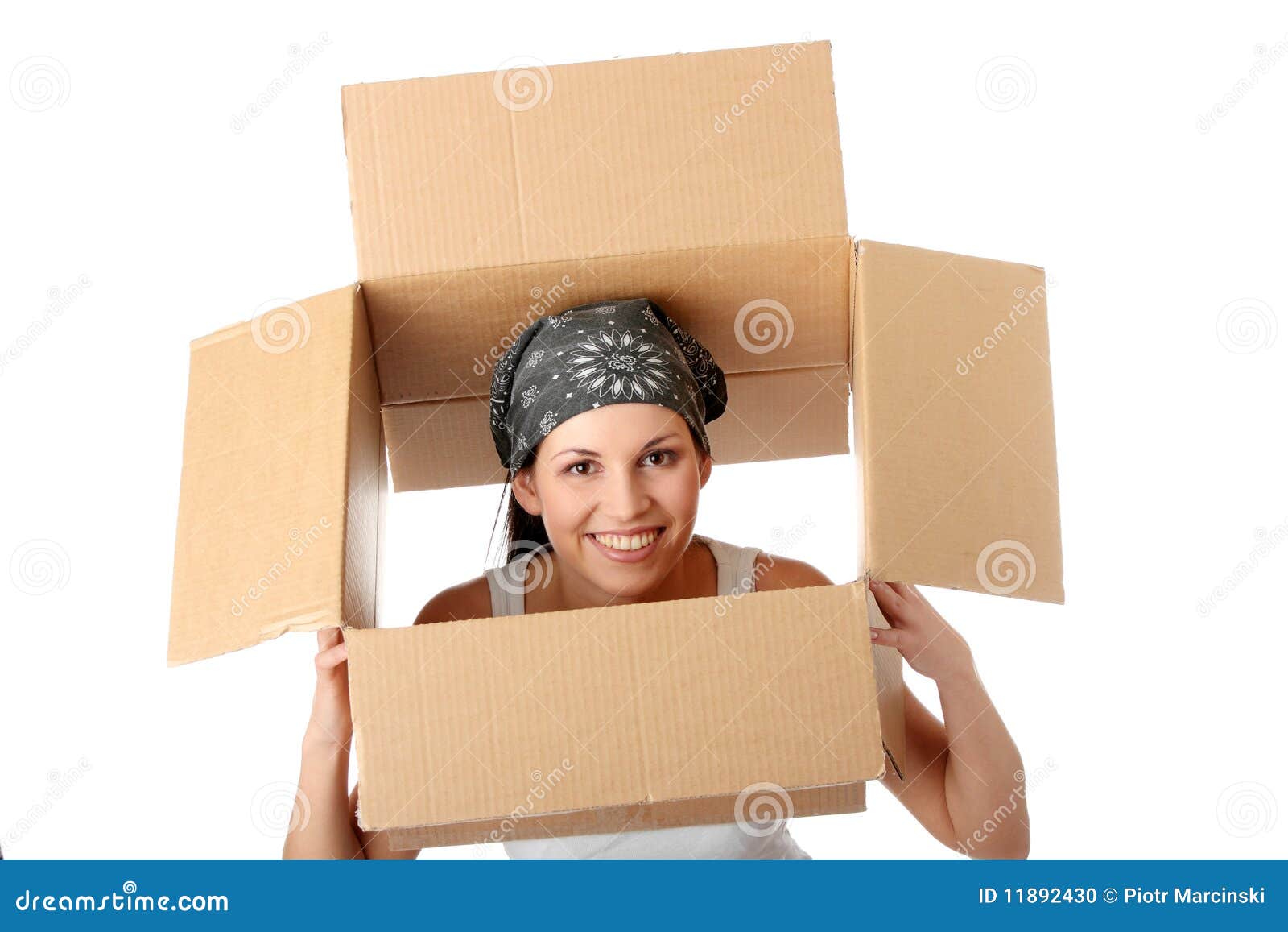 Woman with box stock photo. Image of package, cheerful - 11892430