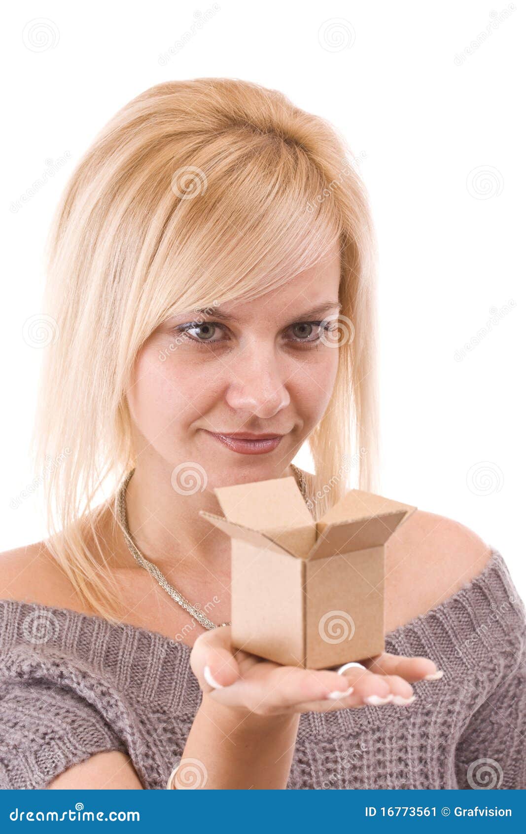 Woman and box stock image. Image of indoor, property - 16773561