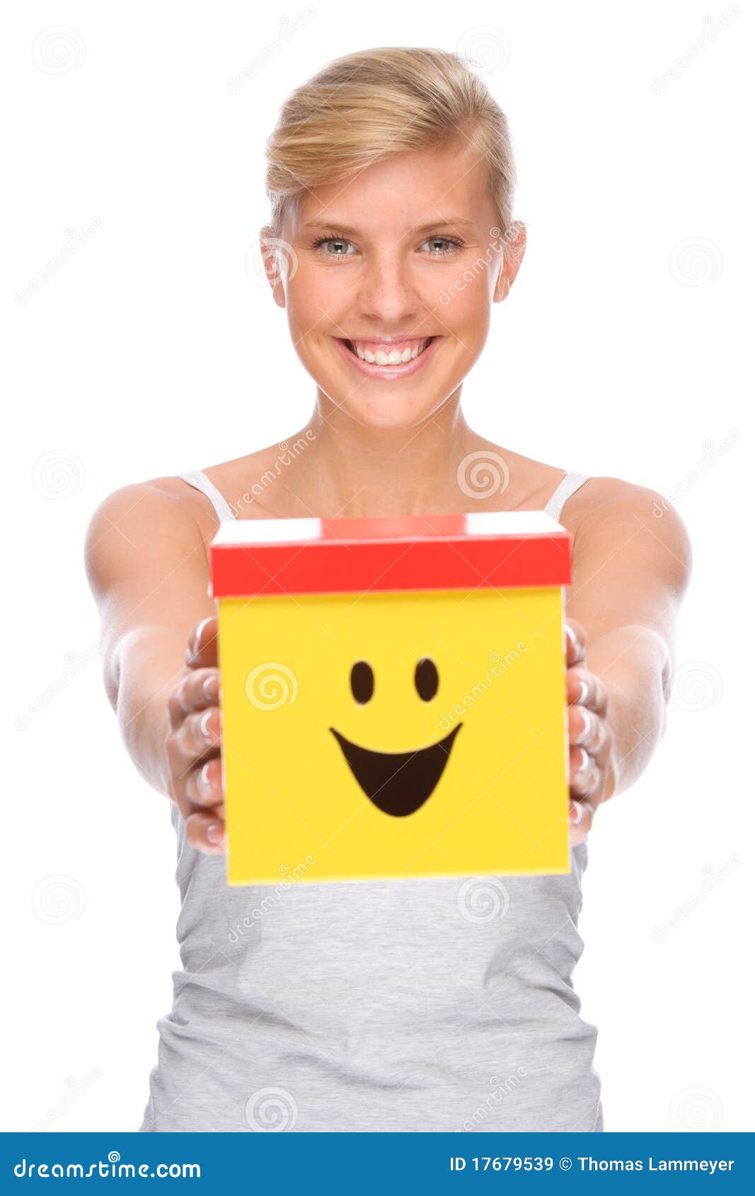 Woman with box stock image. Image of paperboard, adult - 17679539