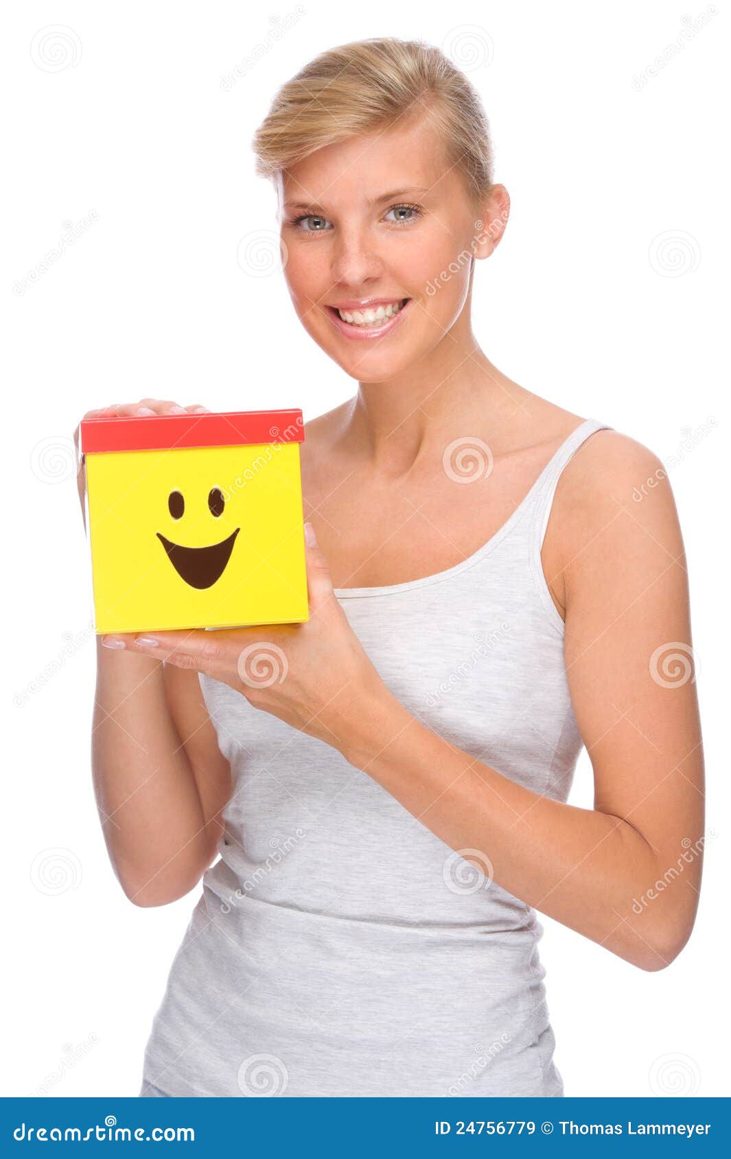 Woman with box stock image. Image of portrait, alone - 24756779