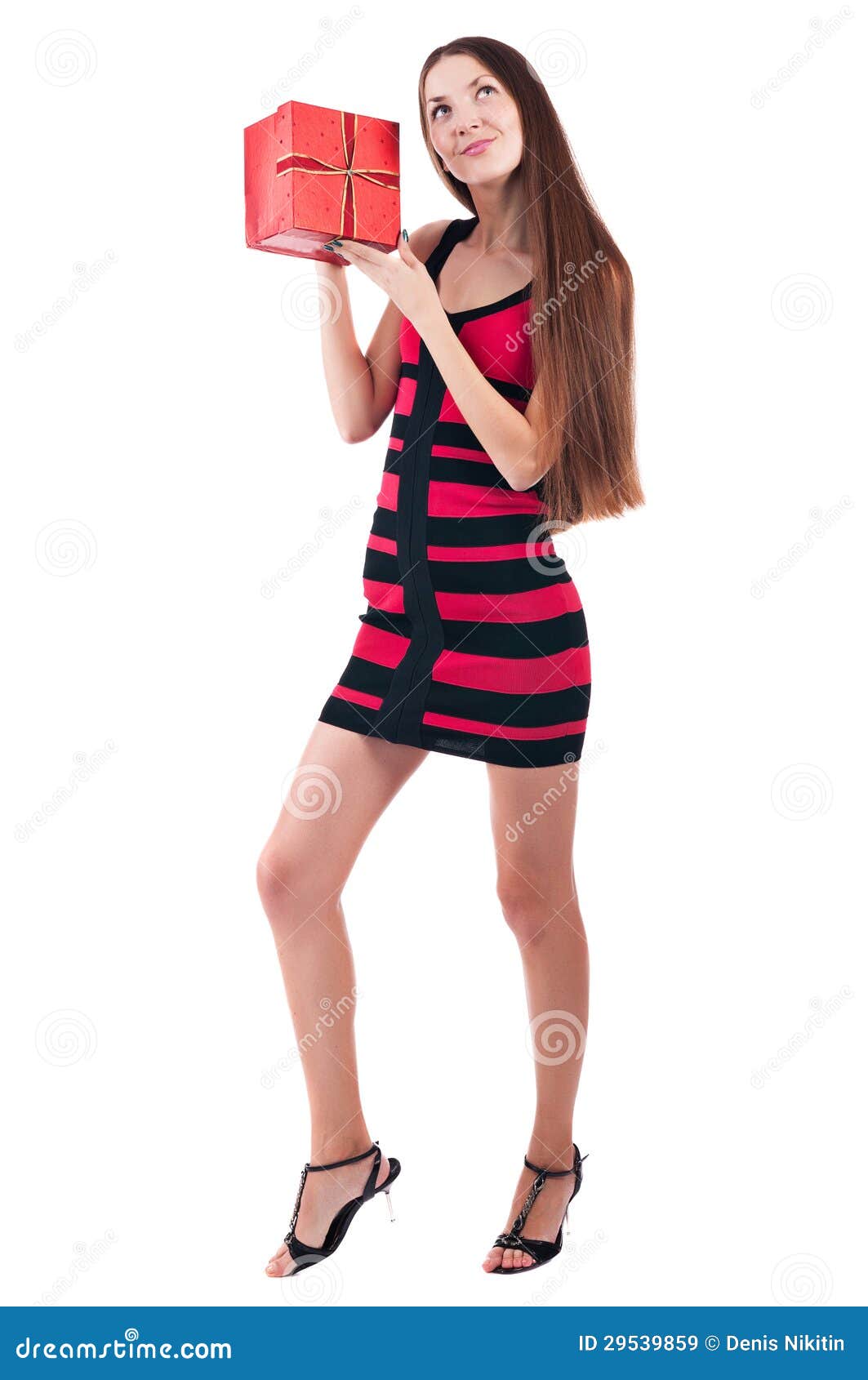 Woman with box stock image. Image of shot, long, hair - 29539859