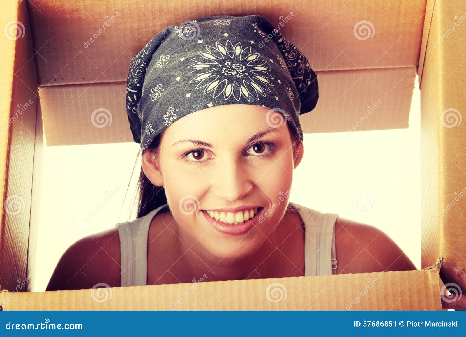 Woman with box stock image. Image of happy, filtered - 37686851
