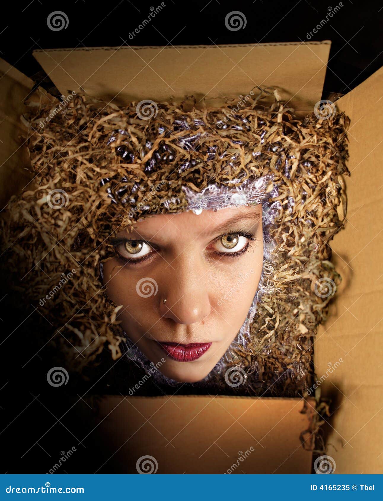 Woman in the box stock image. Image of woman, shipment - 4165235