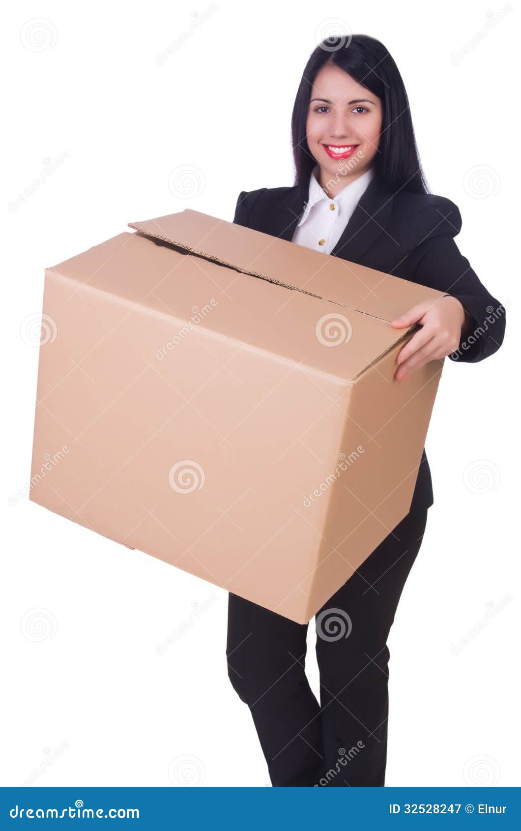 Woman with box stock image. Image of holding, happy, office - 32528247