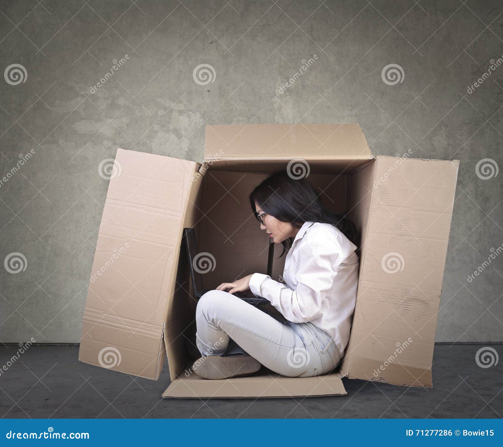 Woman in a box stock photo. Image of japanese, asian - 71277286
