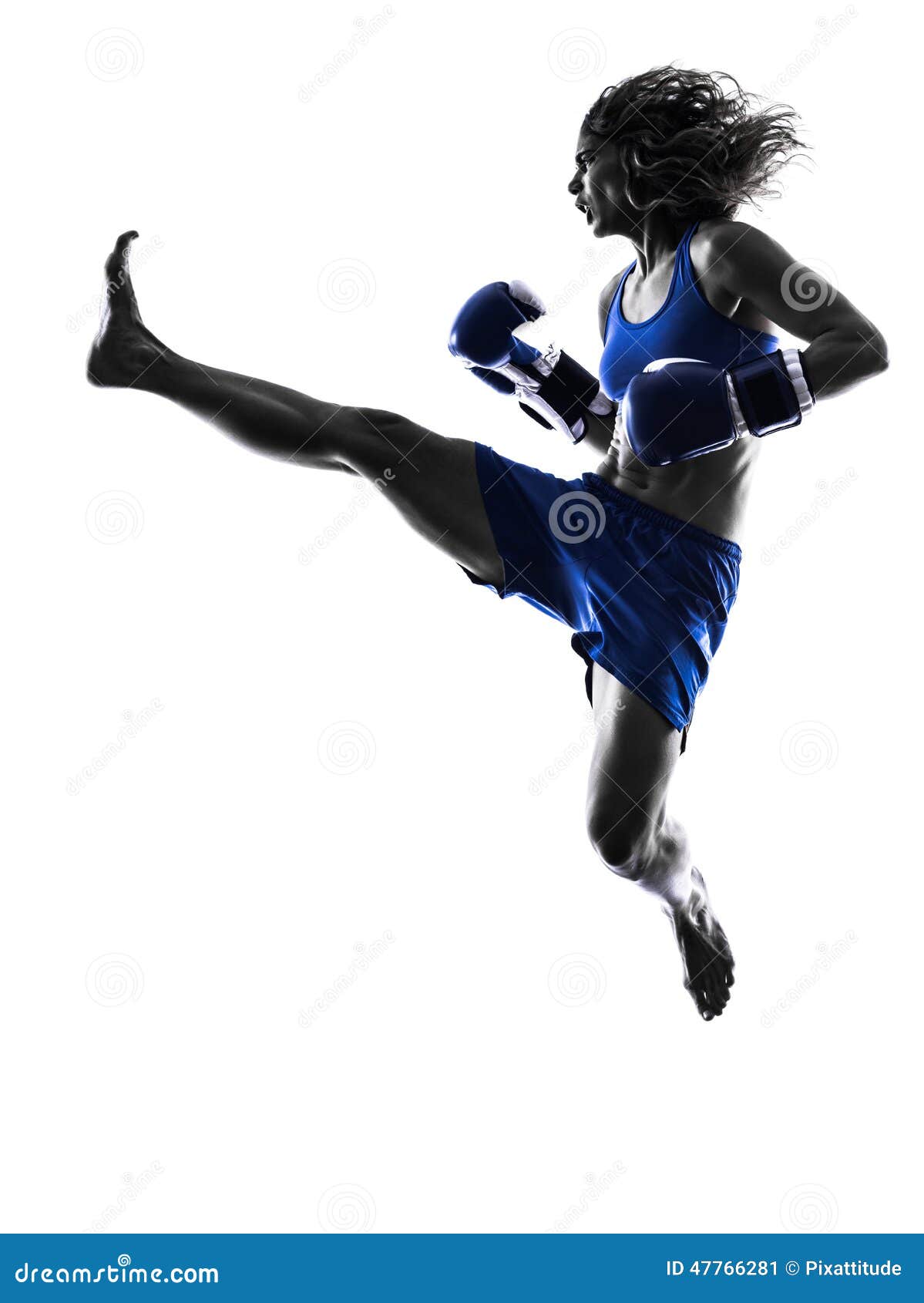 Woman Boxer Boxing Kickboxing Silhouette Isolated Stock Image Image
