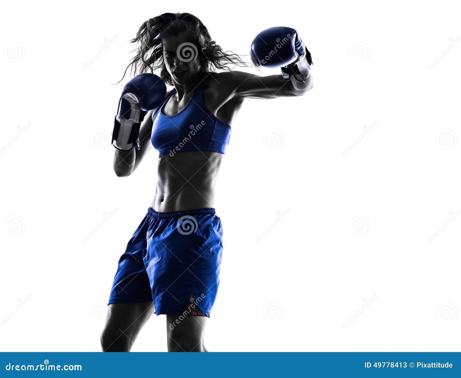 Woman Boxer Boxing Kickboxing Silhouette Isolated Stock Image Image